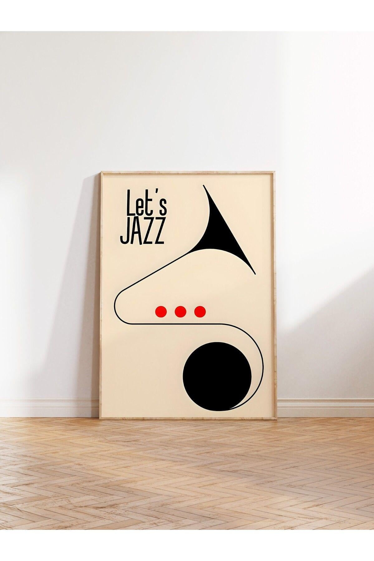 MSFCON Framed Aesthetic Wall Art, Let's Jazz Music Prints, Office Decor Wall Print, Aesthetic ...