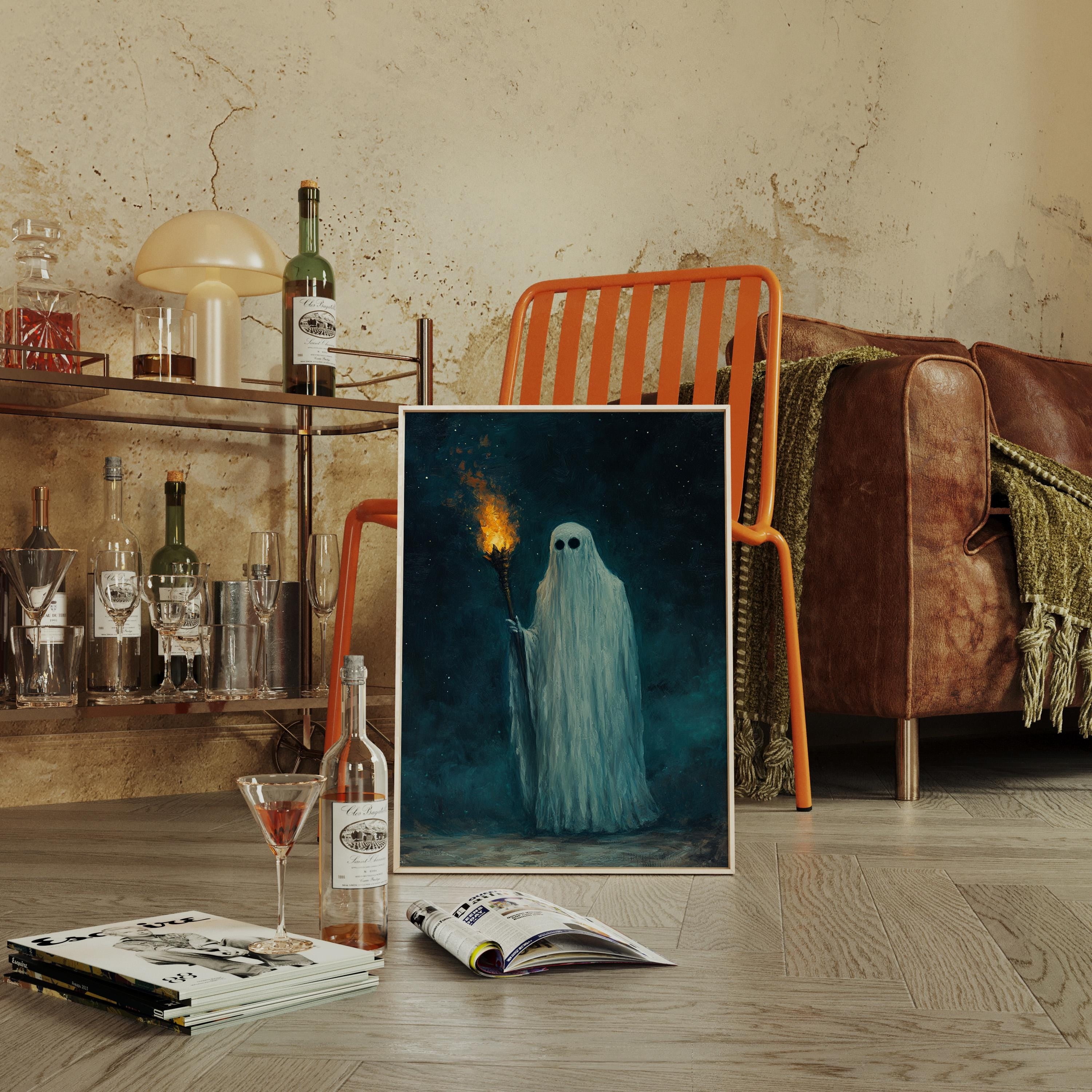 MSFCON Haunted Ghost With Torch Wall Art | Gothic Spirit Canvas | Dark ...