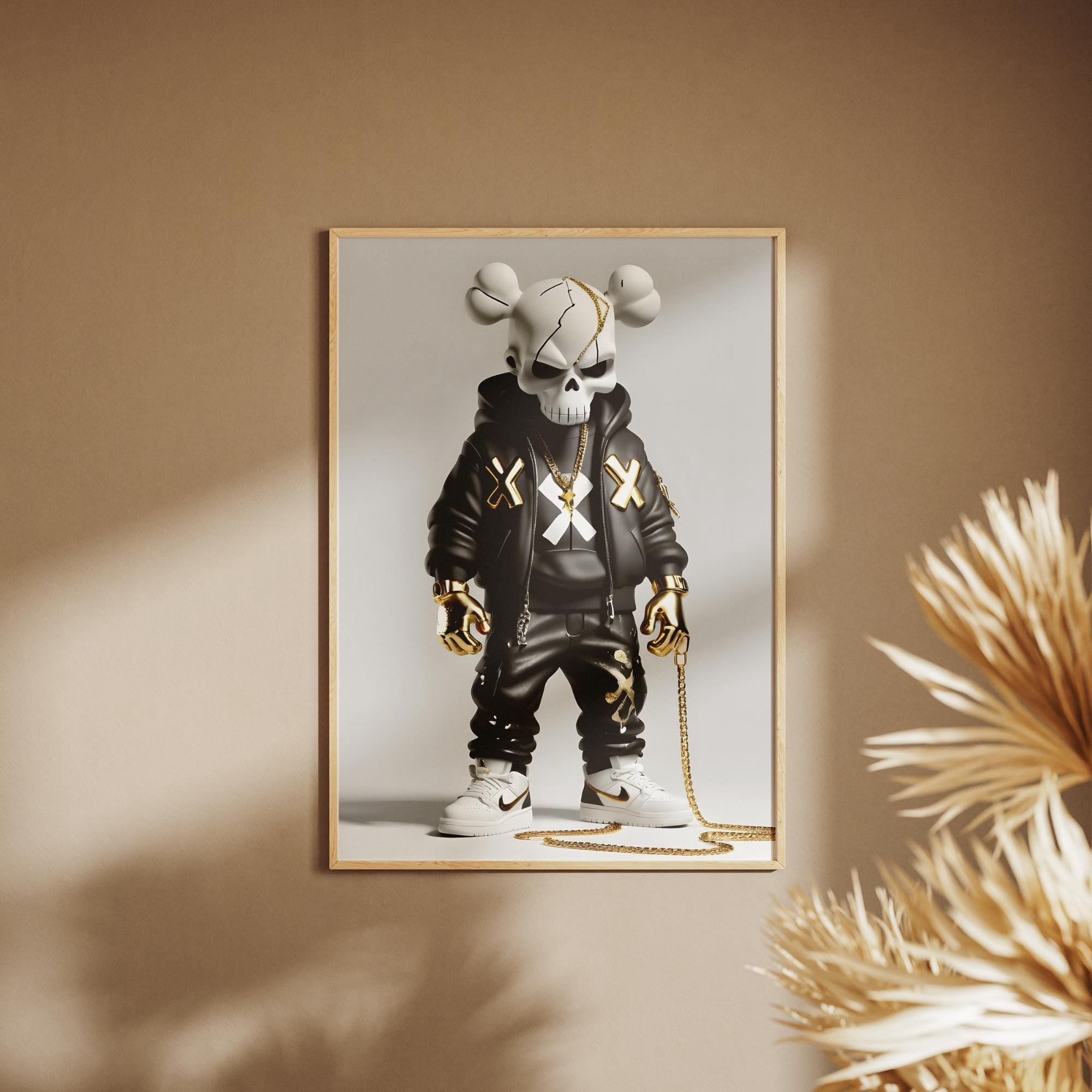 MSFCON Kicks and Skulls: Gold and Black Hip-Hop Wall Art | Gold & Black ...