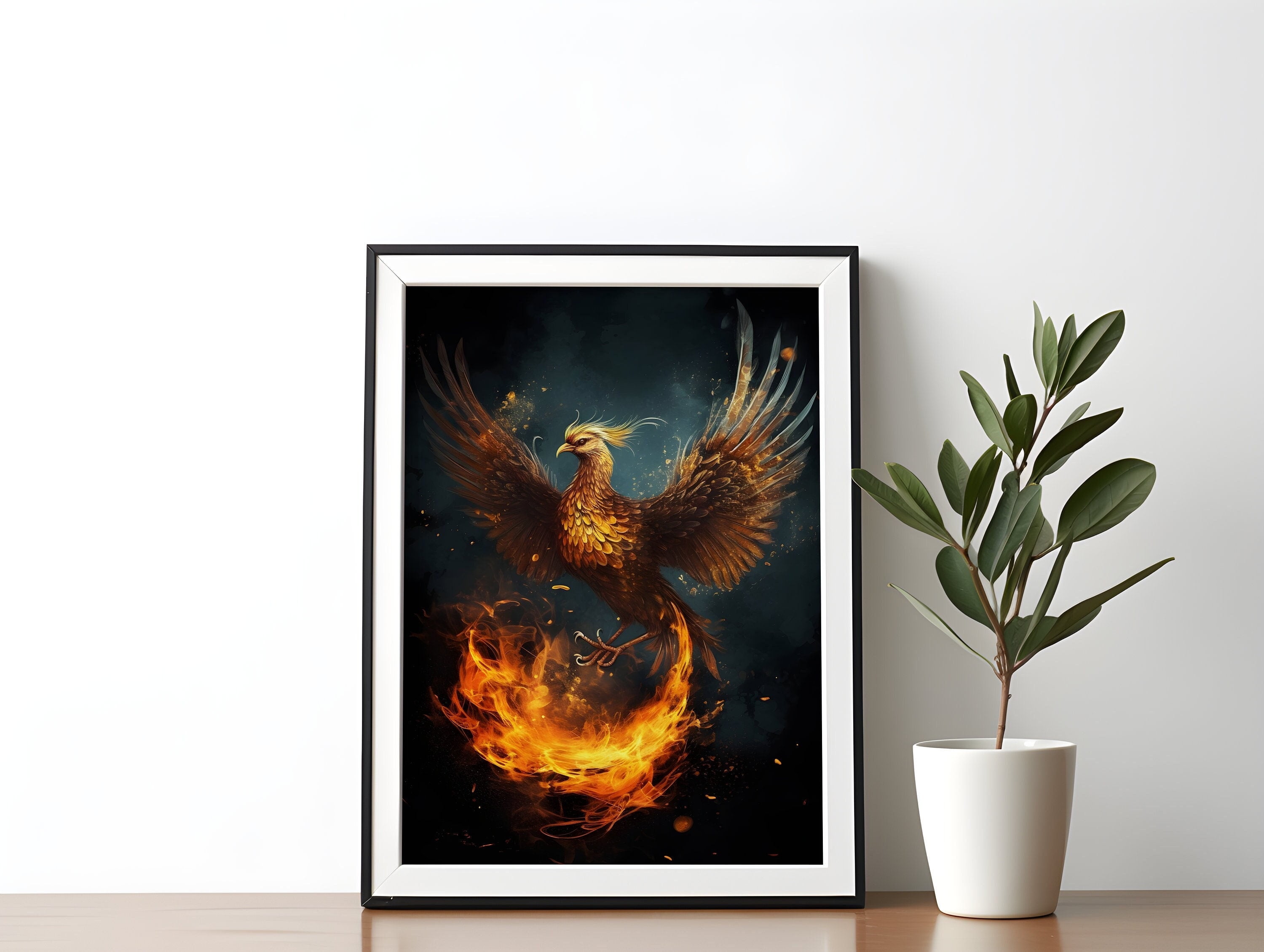 MSFCON Magical phoenix poster phoenix bird art print fantasy fire bird ...