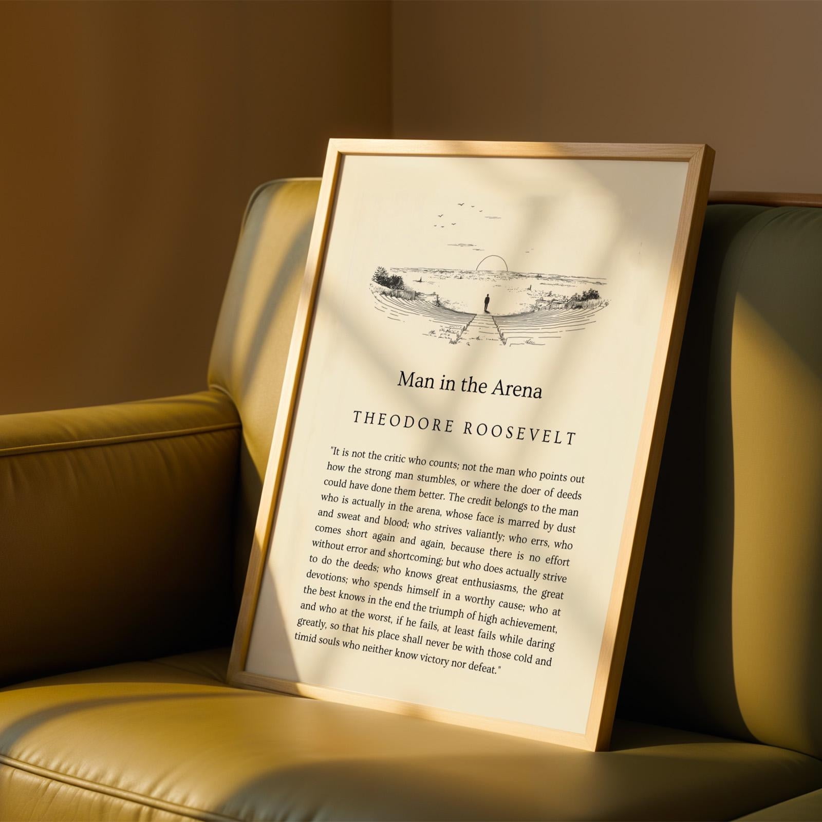 MSFCON Man in the Arena Quote Print, Theodore Roosevelt Quote Wall Art ...