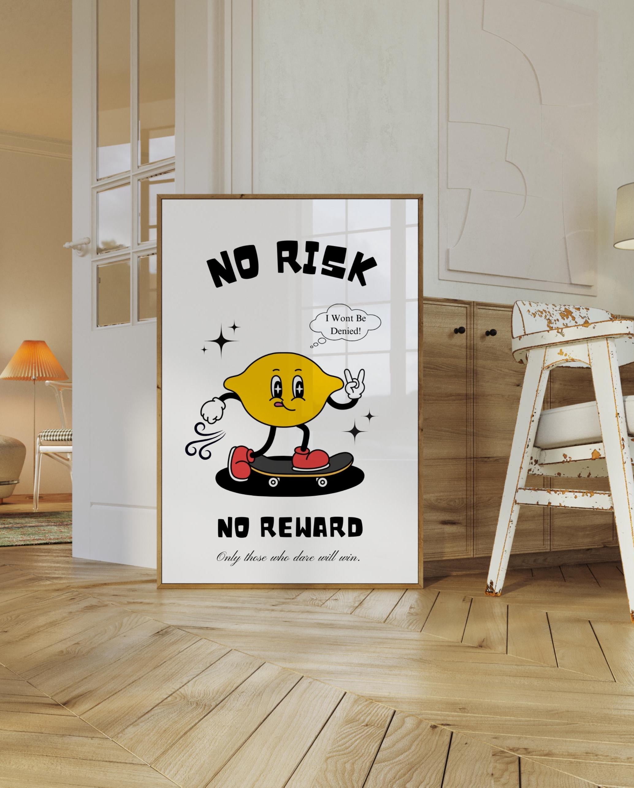 MSFCON No Risk, No Reward Retro Mascot Wall Print, Motivational Wall ...