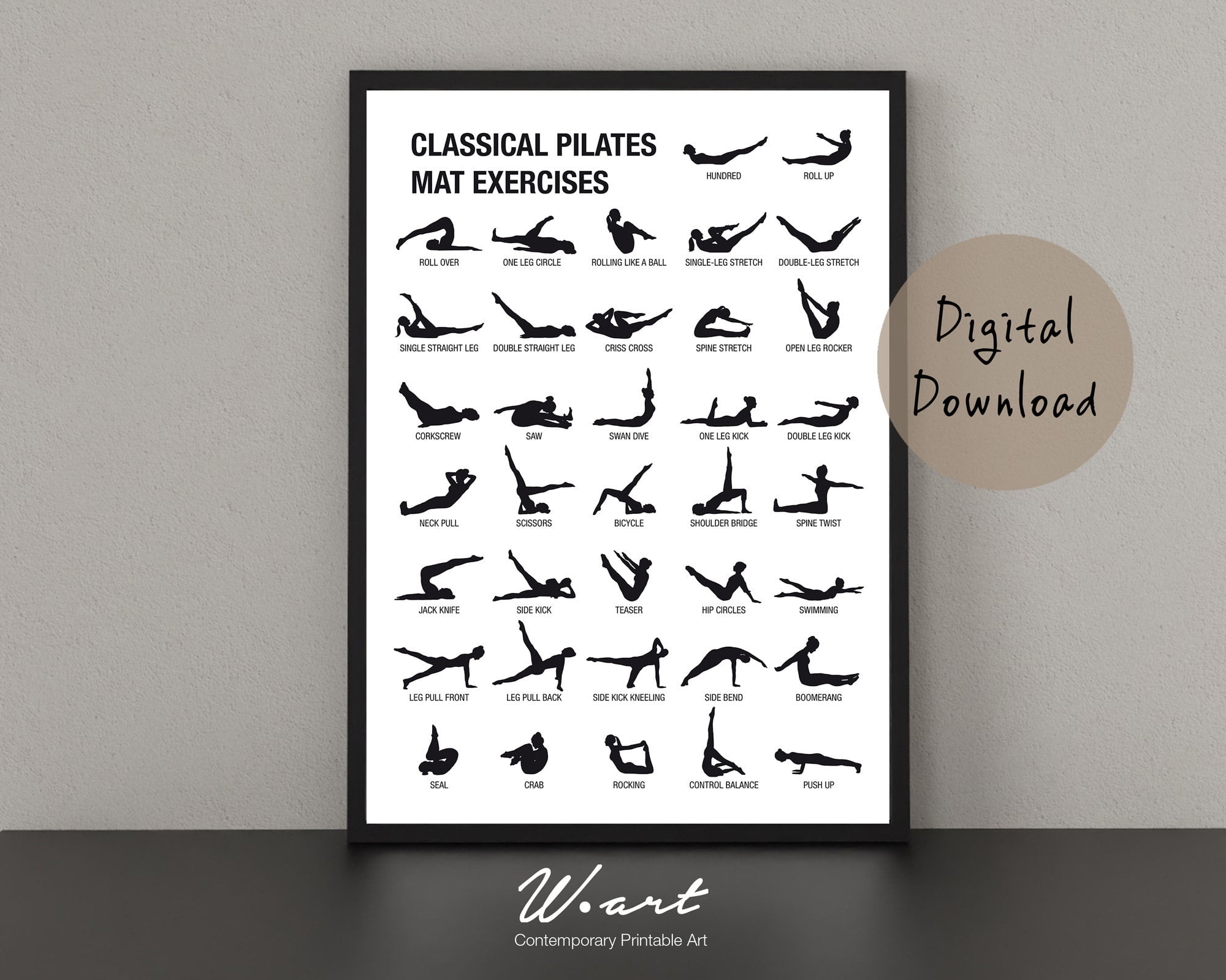 MSFCON PILATES POSTER, Pilates Art, Pilates Workout Chart, Pilates ...
