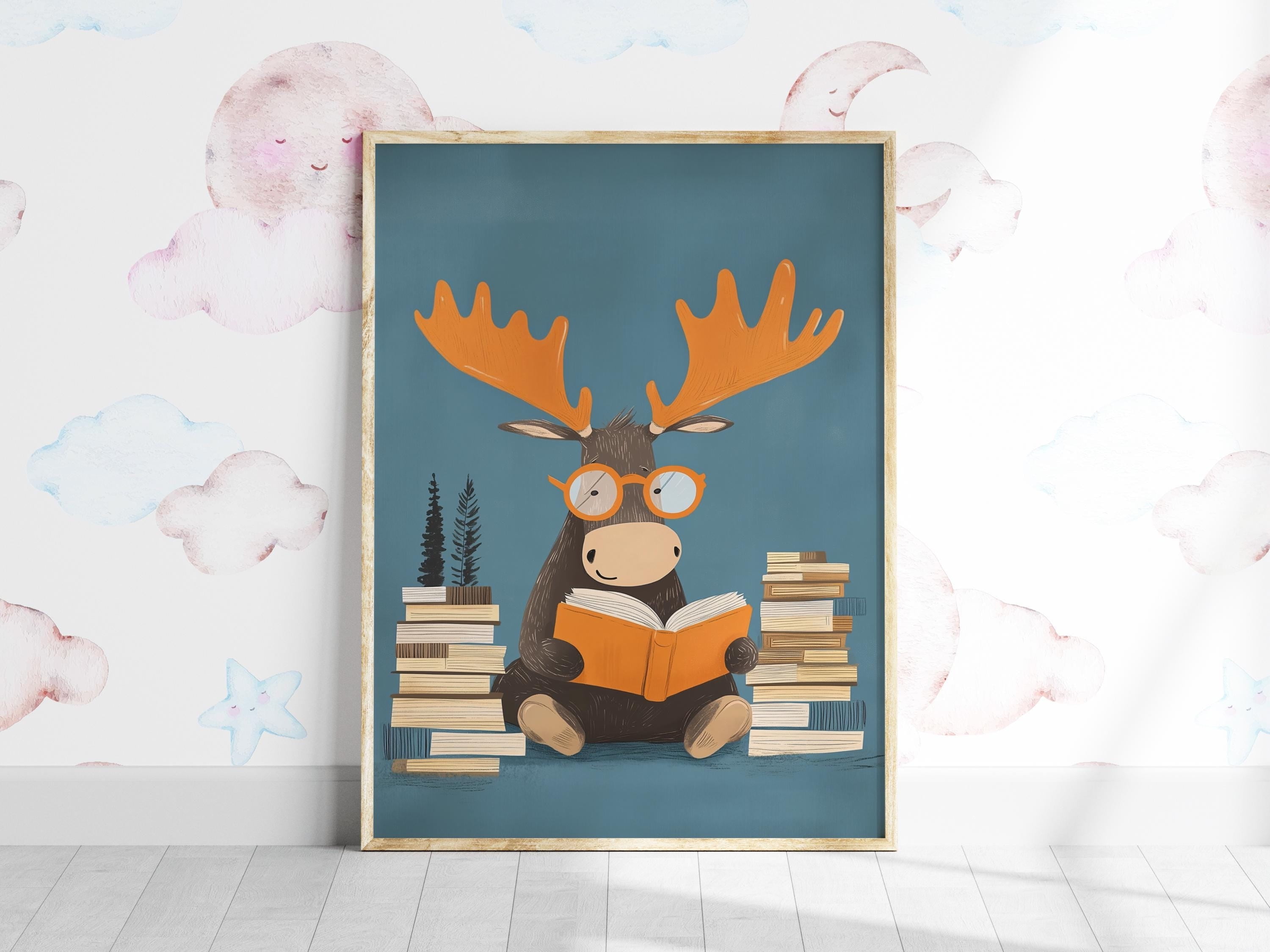 MSFCON Pastel Study Room Print, Animal Reading Book Print, Classroom ...