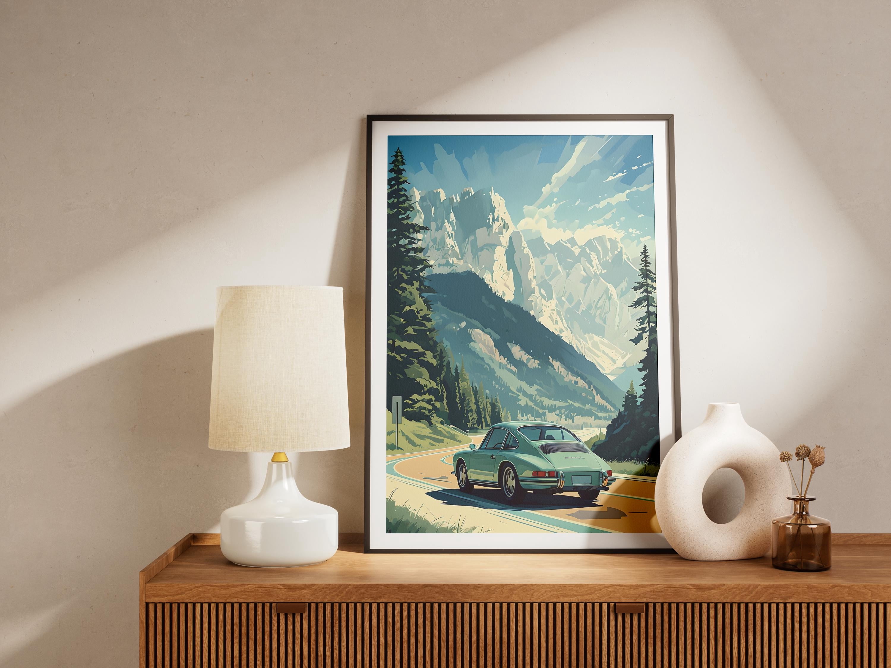 MSFCON Porsche 911 Poster Summer Highway Alpine Car Poster Vintage ...