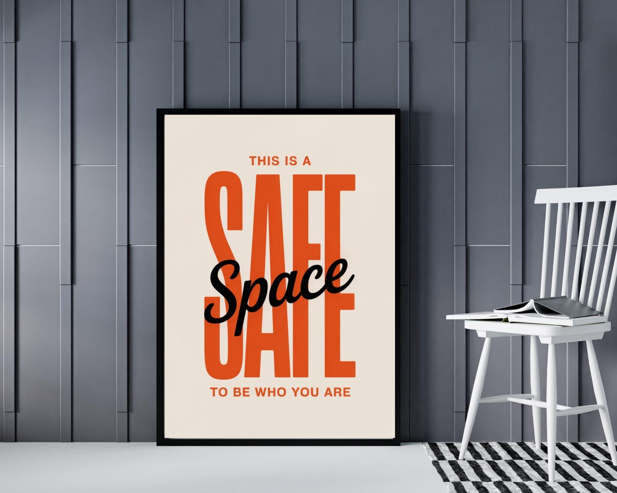 MSFCON Safe Space Wall Art Print | Positive Quote Poster | Typography ...