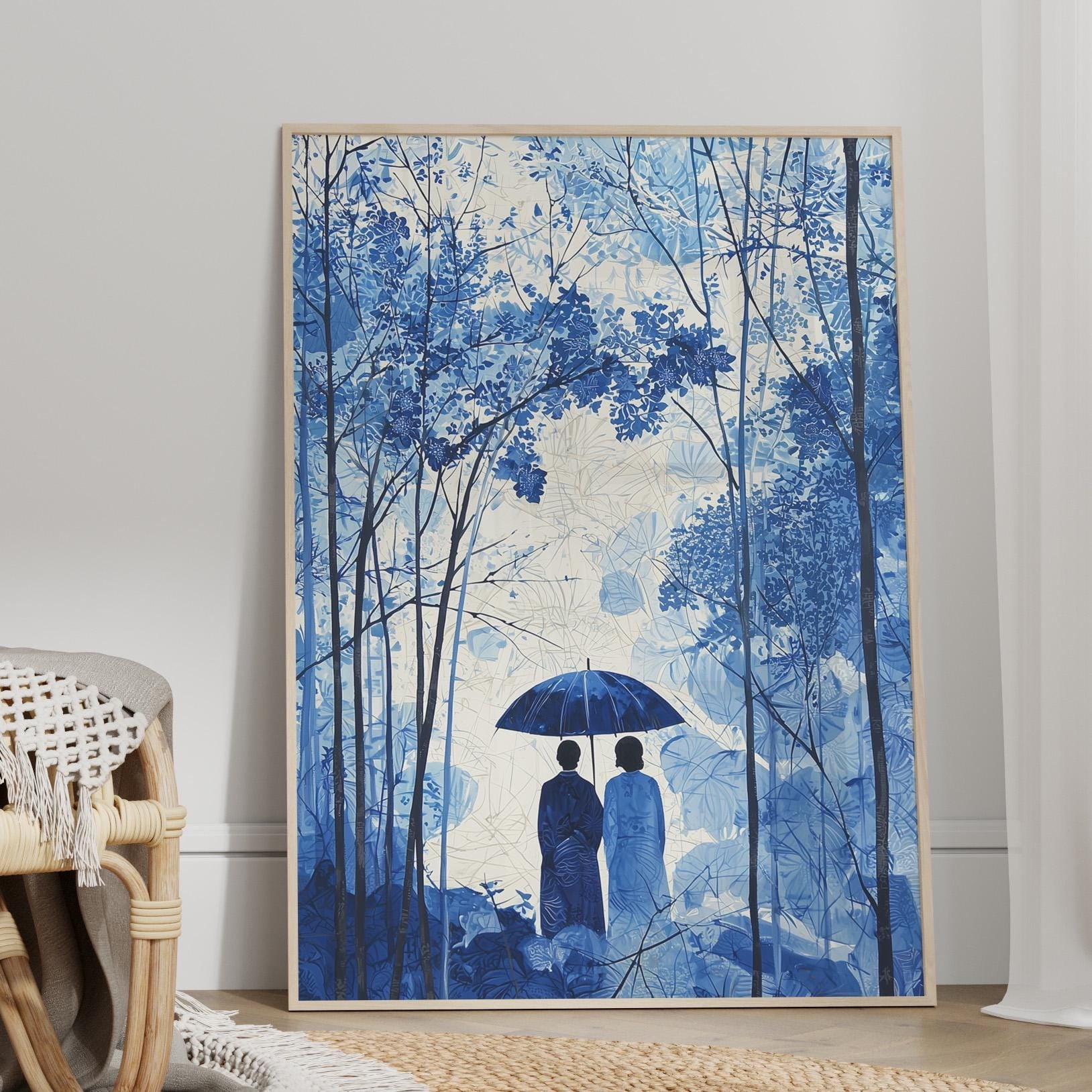 MSFCON Serene China Scene Blue Landscape Abstract Art Poster or Canvas ...