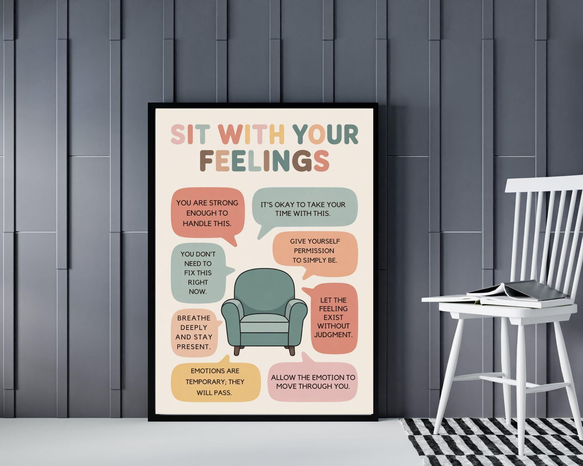MSFCON Sit With Your Feelings Wall Art | Emotional Wellness Print ...