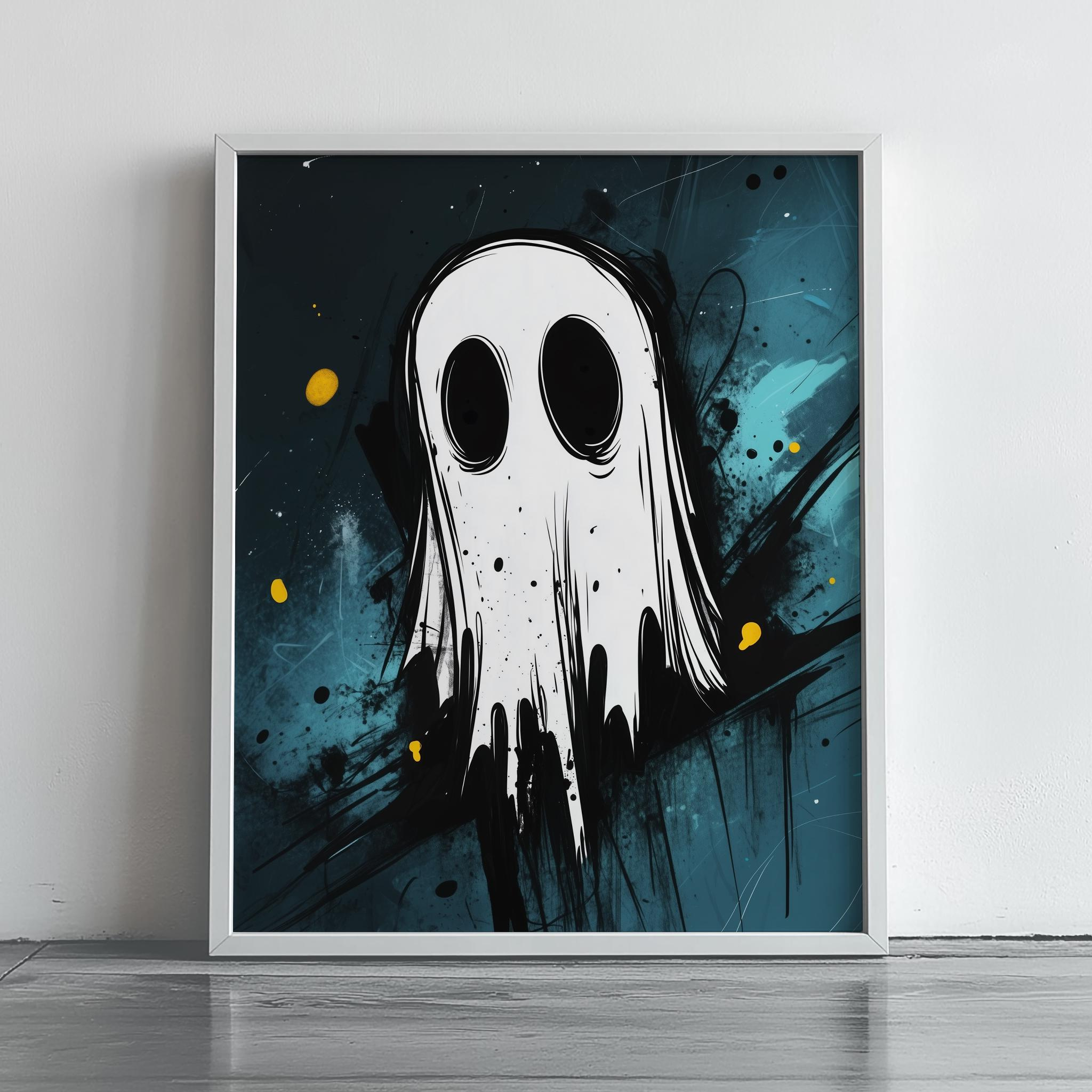 MSFCON Spooky Ghost Abstract Art - Moody Halloween Decor, Modern Wall ...