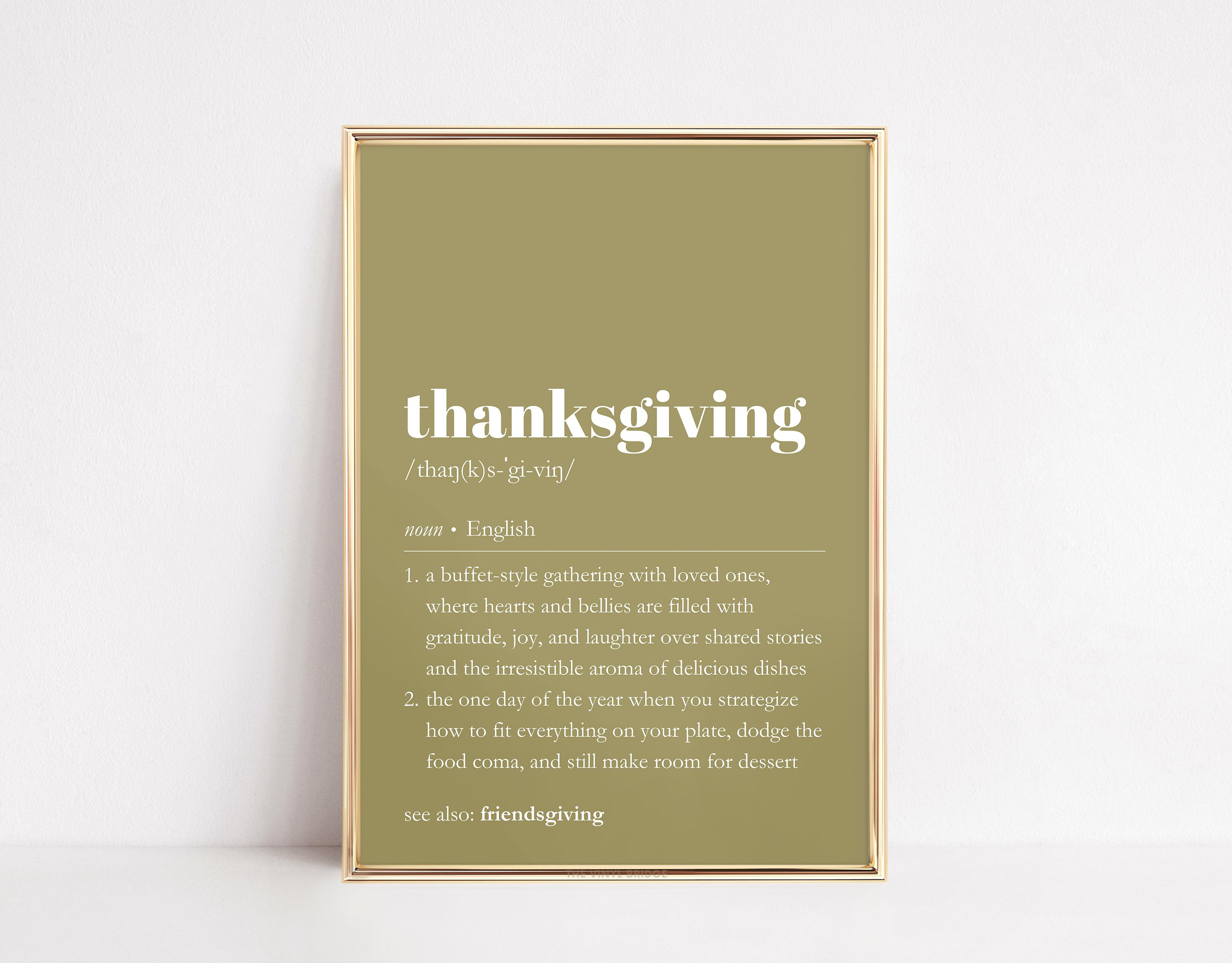 MSFCON Thanksgiving Definition Print | Olive Green Fall Decor | Funny ...
