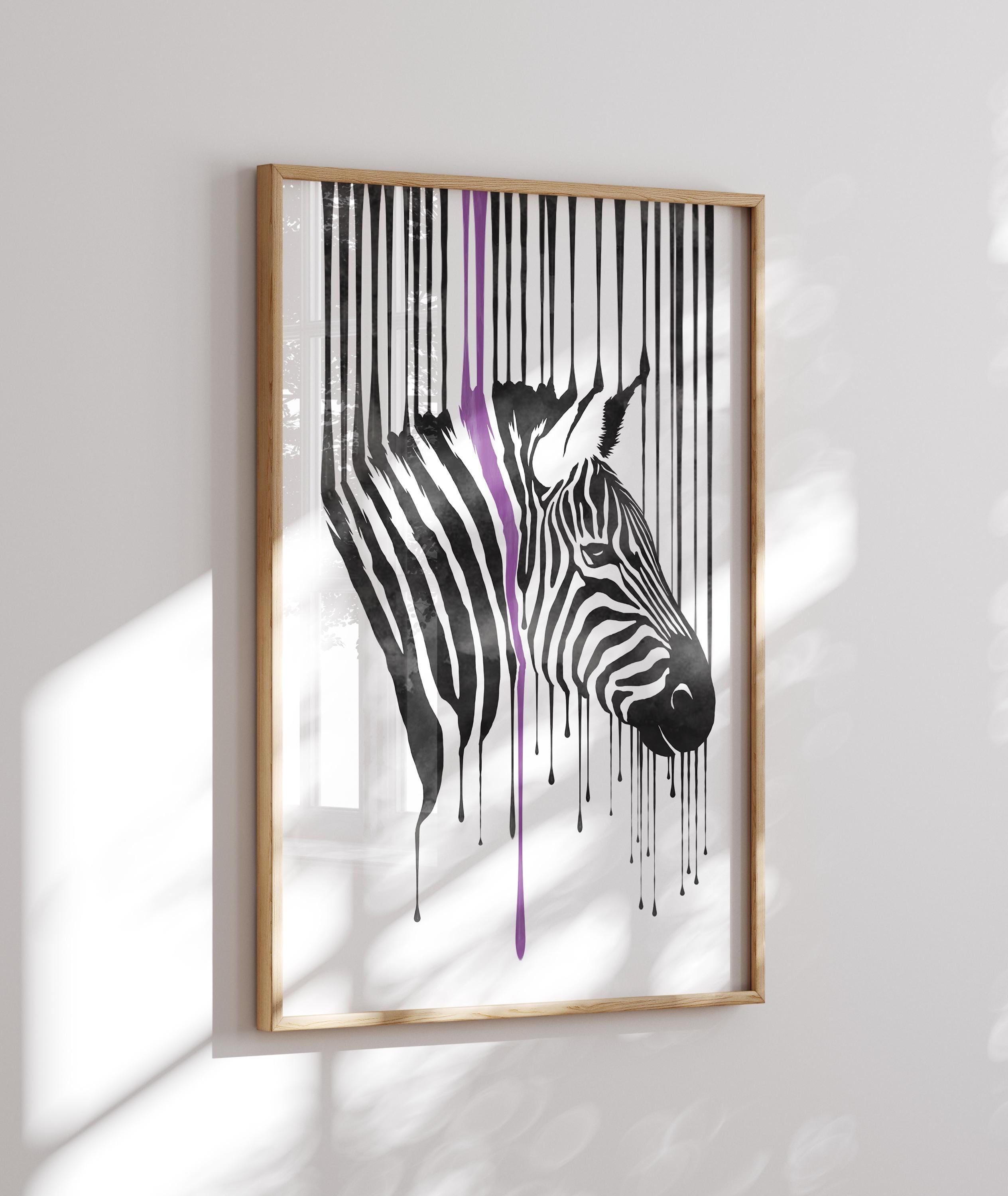MSFCON Zebra Drip Painting Art Print: Black and White Safari Poster ...