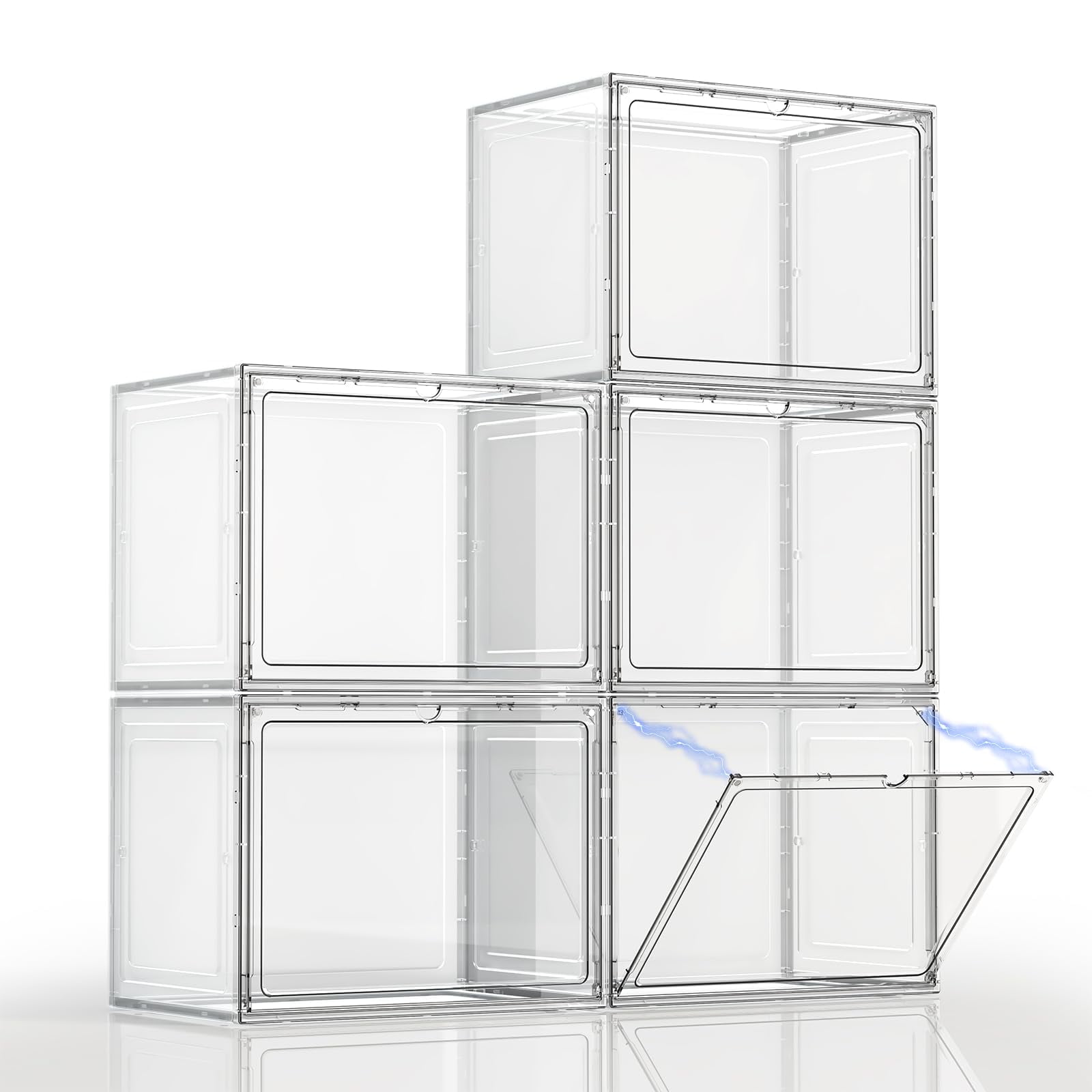 MSHOMELY Stackable Storage Bins with Lids 5 Packs Clear Plastic Storage ...