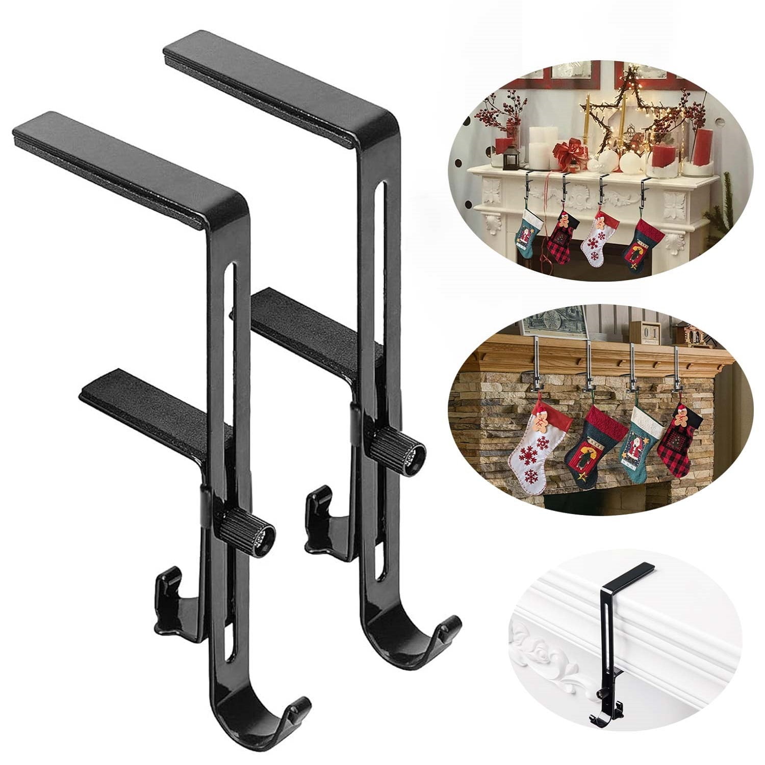 MSHUN 2 PCS Christmas Stocking Holders for Mantle-Adjustable Christmas ...