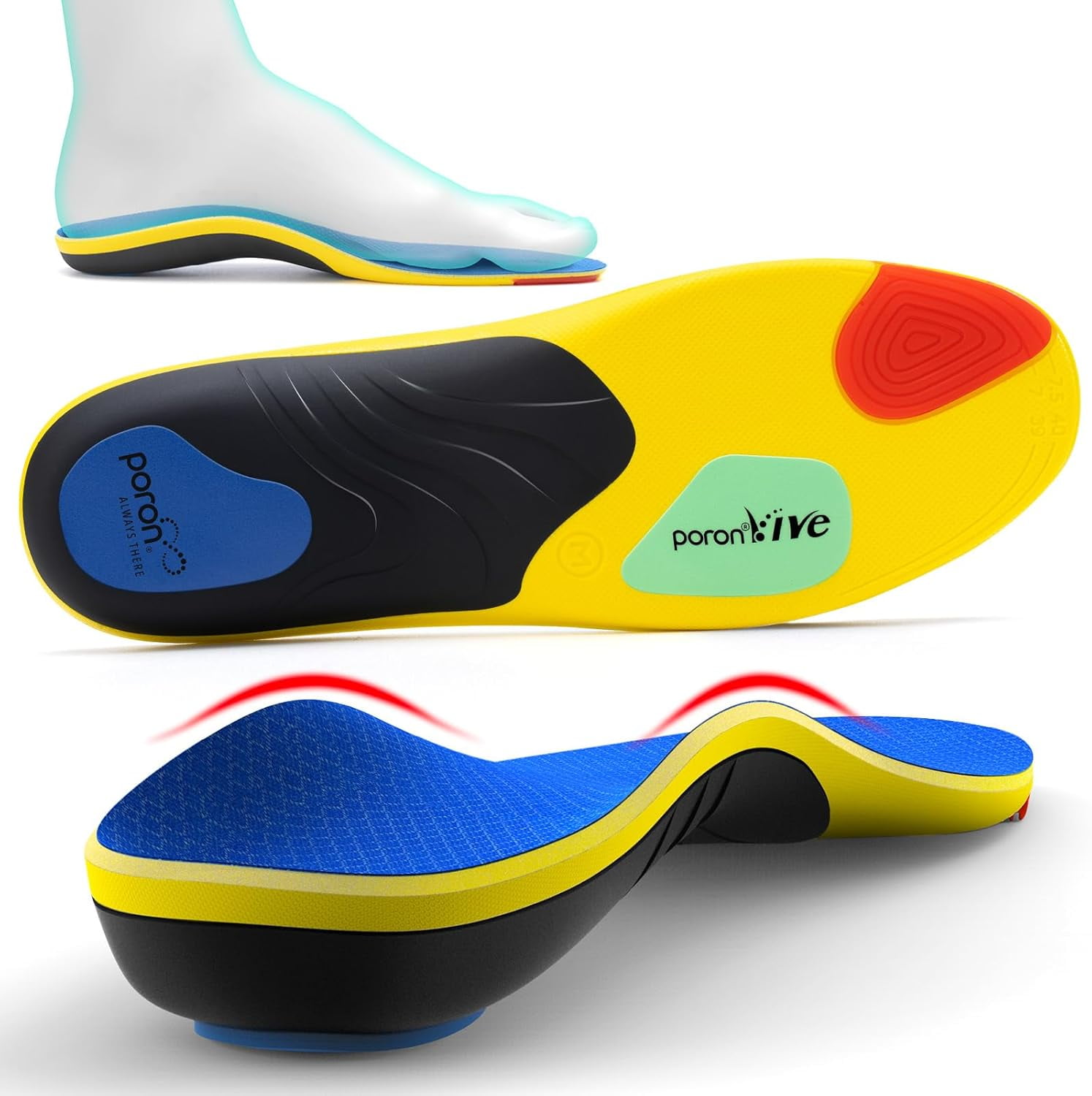 MSHUN Professional Sport Insoles with Medium Arch Support and Shock ...