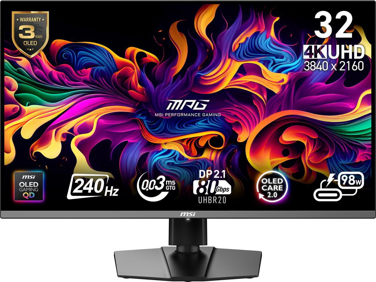 MSI 32" (31.5" Viewable) 240 Hz QD-OLED UHD Gaming Monitor FreeSync ...