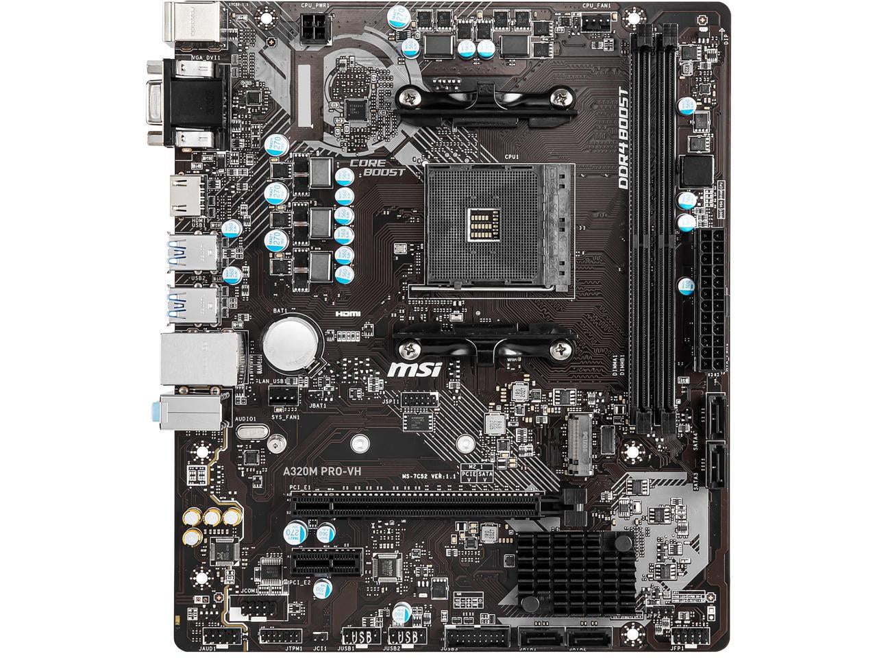 MSI A320M PRO-VH AM4 AMD A320 SATA 6Gb/s Micro ATX AMD Motherboard ...