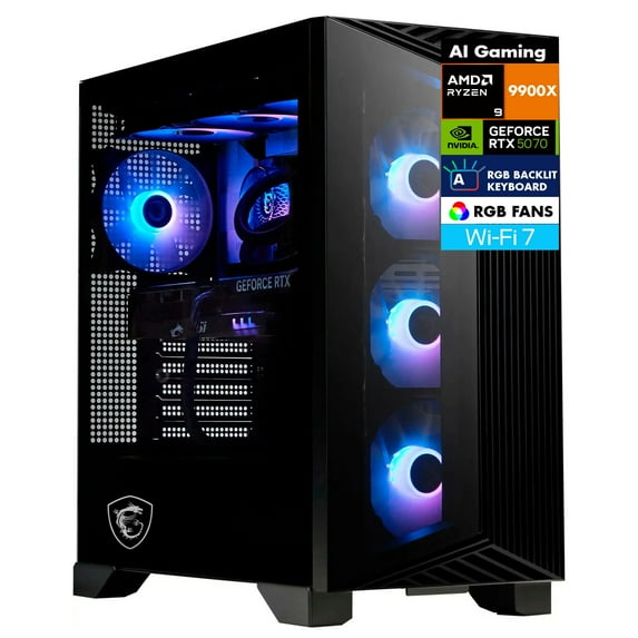 MSI Aegis ZS2 AI Gaming Desktop PC (AMD Ryzen 9 9900X, GeForce RTX 5070 ...
