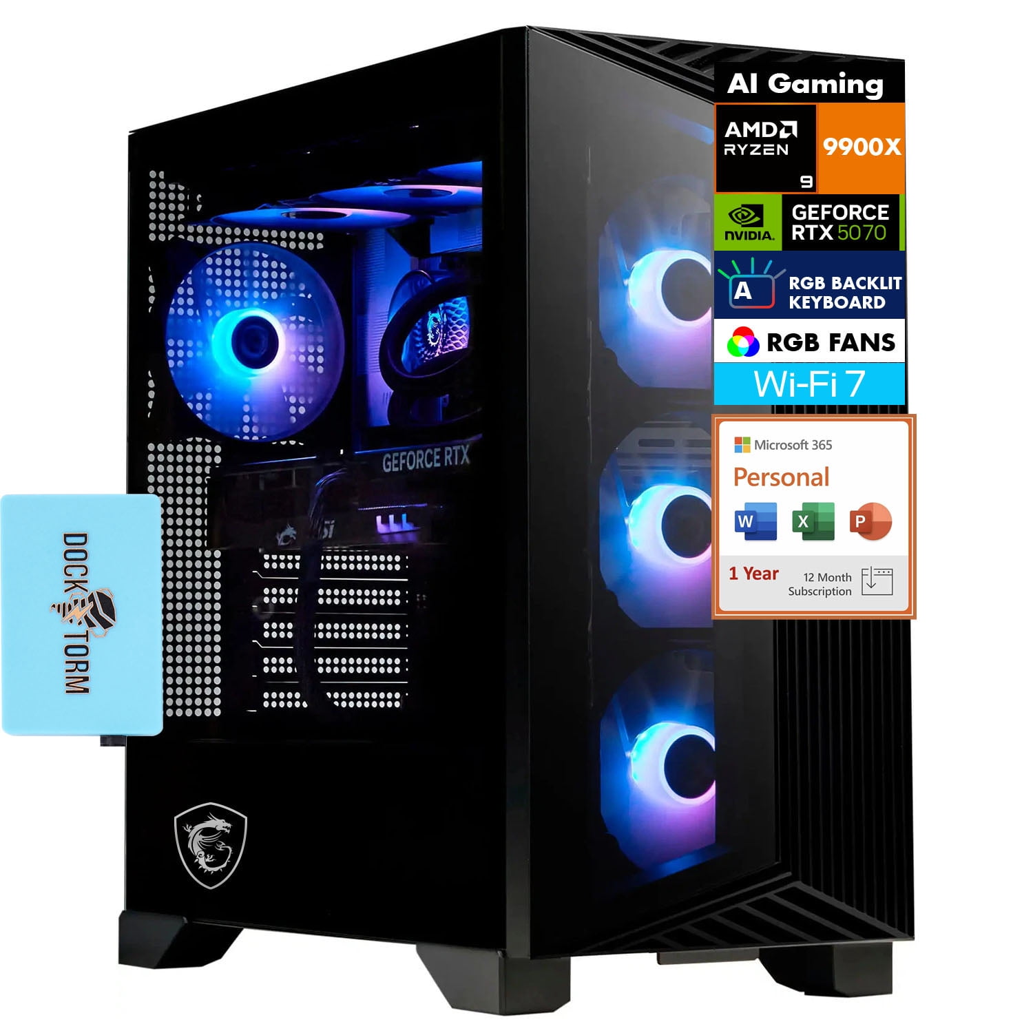 MSI Aegis ZS2 AI Gaming Desktop PC (AMD Ryzen 9 9900X, GeForce RTX 5070 ...