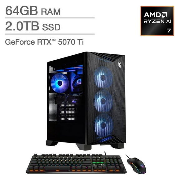 MSI Aegis ZS2 Gaming Desktop AMD Ryzen 7 9700X - GeForce RTX 5070 Ti ...