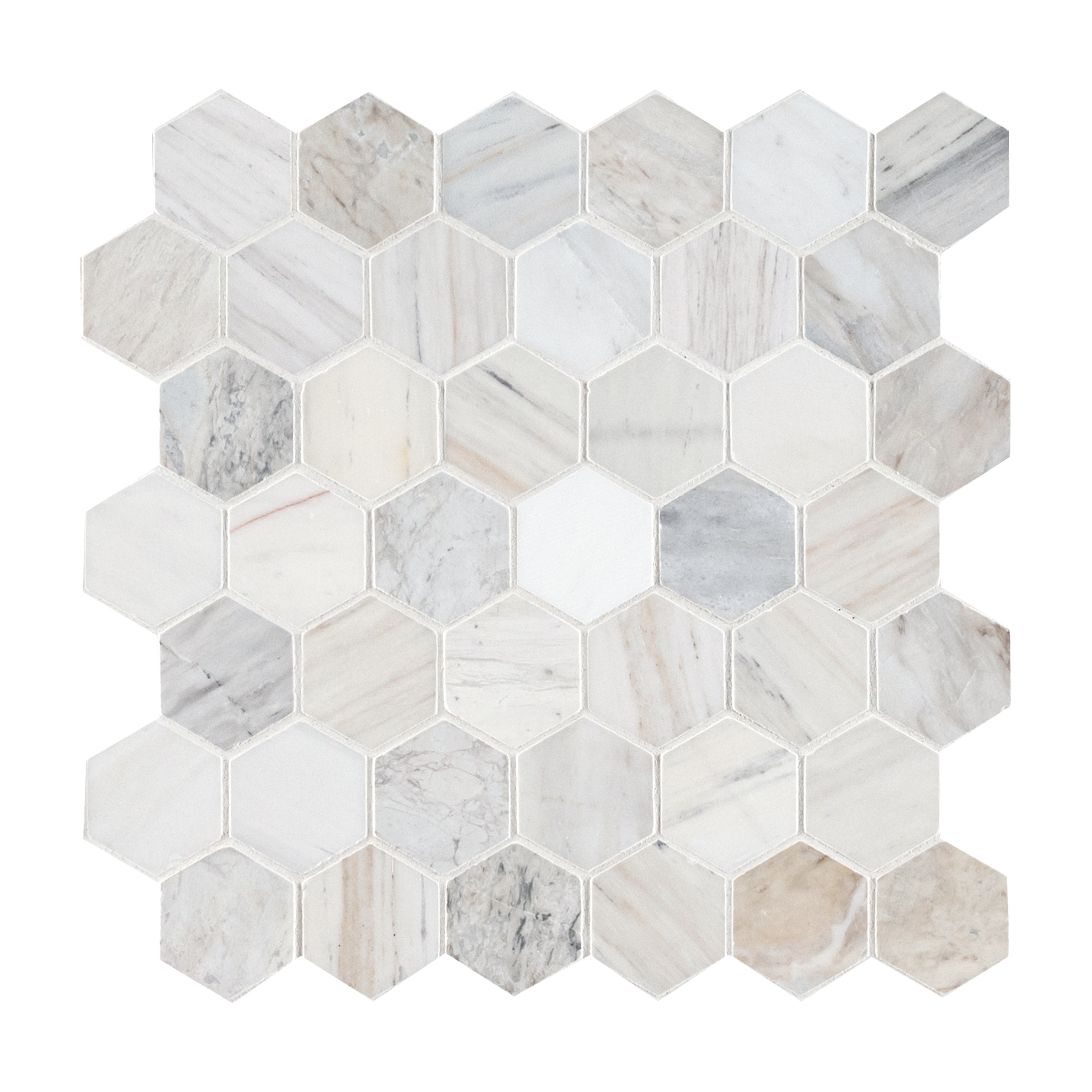 MSI Angora Hexagon Sample Honed Mosaic Marble Floor And Wall Tile ...