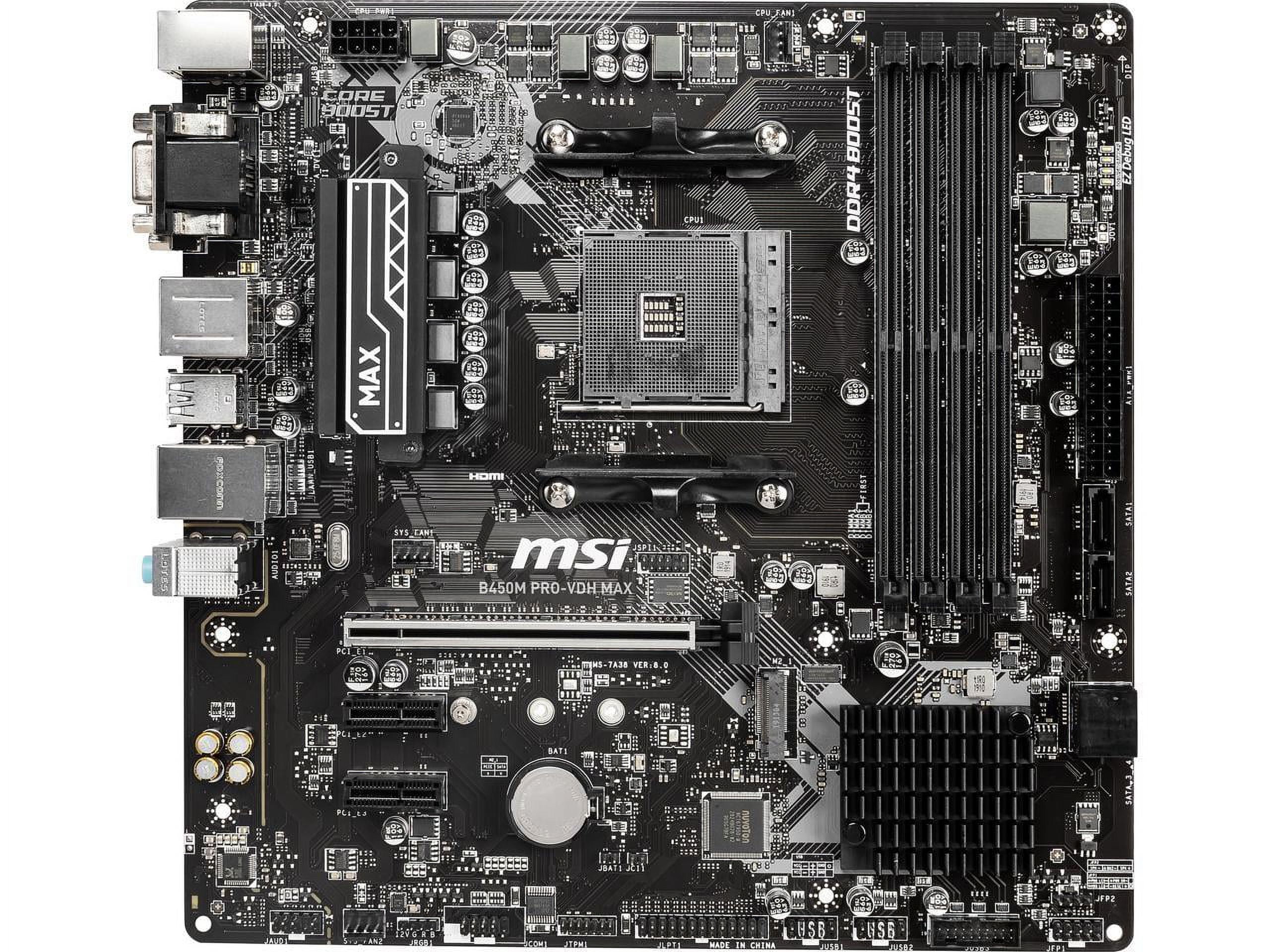 MSI B450M PRO-VDH MAX Motherboard - AMD, Socket AM4, 64GB DDR4, 4 Slots ...