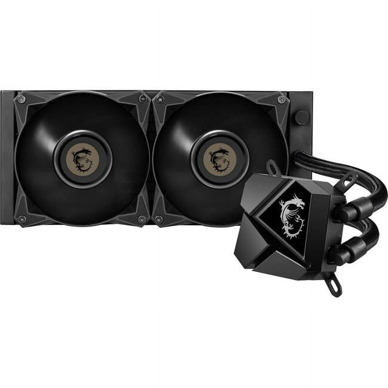 MSI Black AIO Liquid CPU Cooler - 240mm Radiator - Dual 120mm PWM Fans ...
