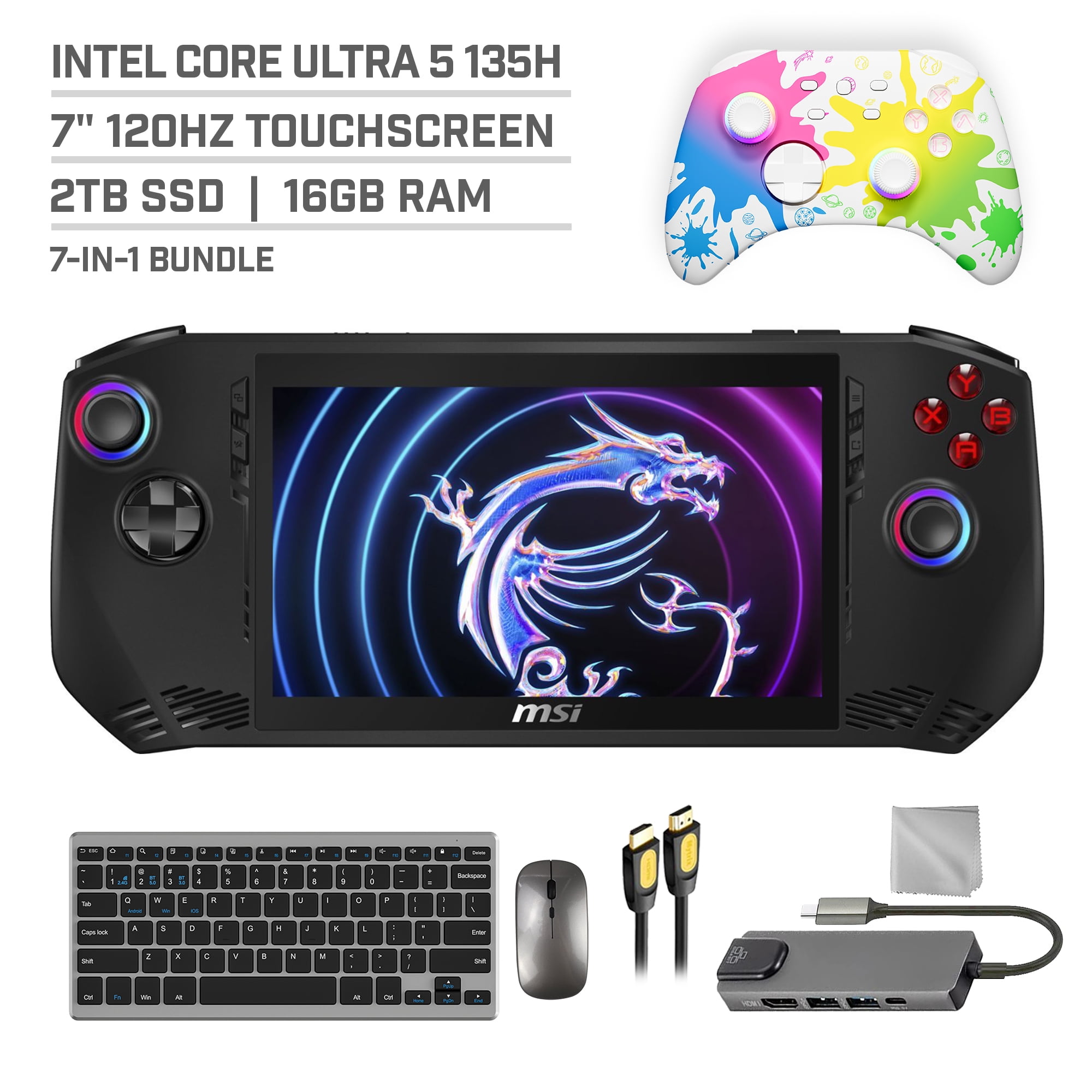 MSI Claw A1M 2TB SSD Gaming Handheld 7-inch Touchscreen 120Hz FHD 1080p ...
