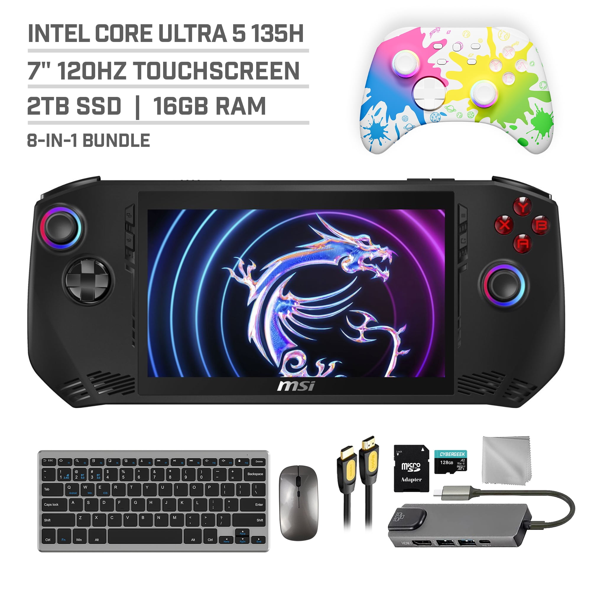 MSI Claw A1M 2TB SSD Gaming Handheld 7-inch Touchscreen 120Hz FHD 1080p ...