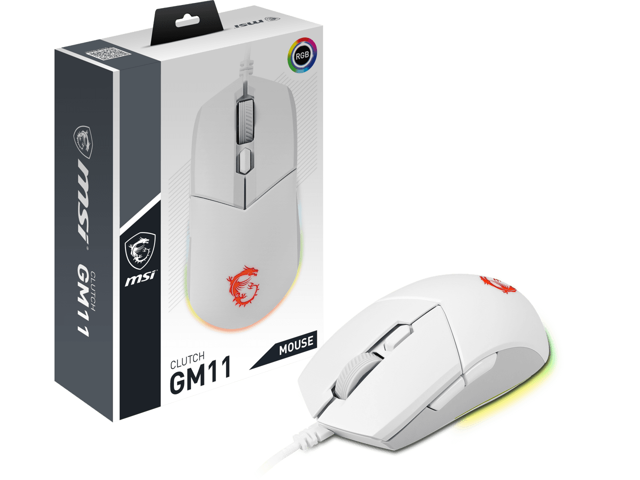 MSI Clutch GM11 White Gaming Mouse - 5000 DPI Optical Sensor ...