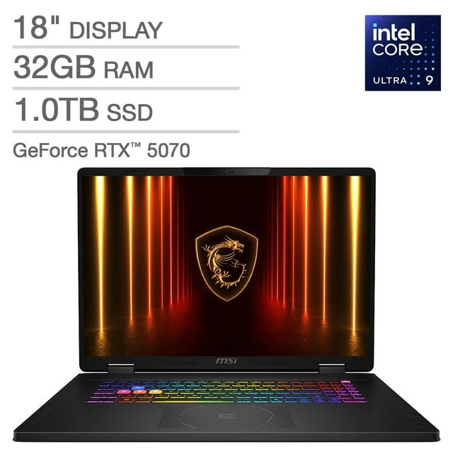 MSI Crosshair 18 HX AI 18" Gaming Laptop - Intel Core Ultra 9 275HX ...