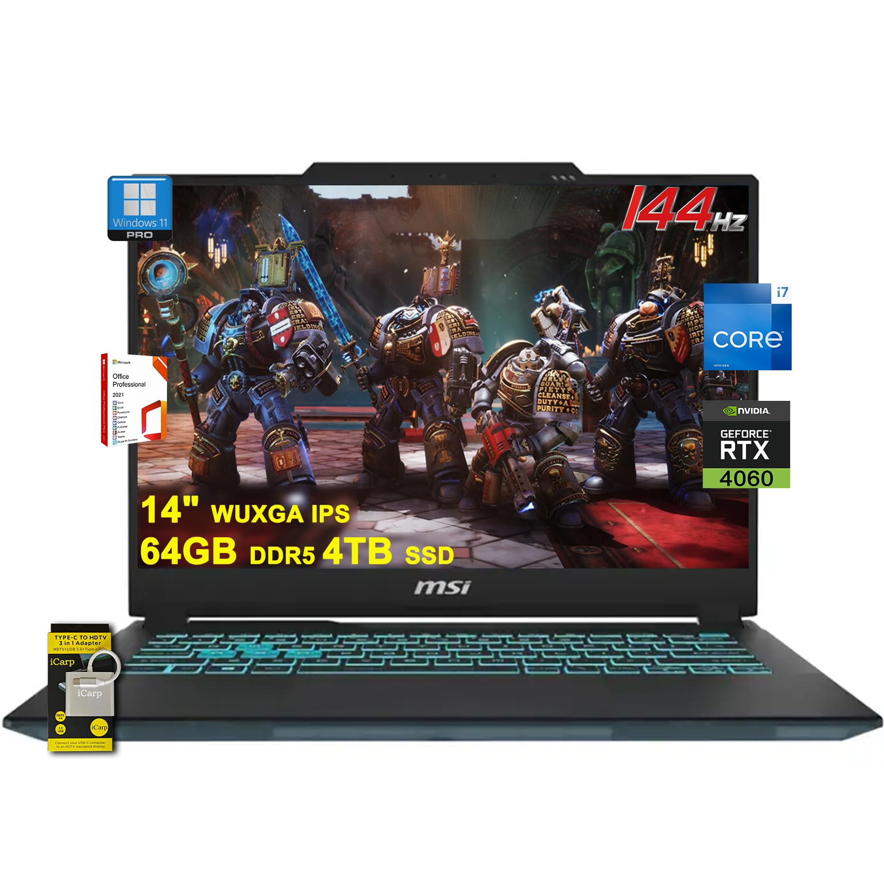 MSI Cyborg 14 Gaming Laptop 14" WUXGA IPS 144Hz (100% sRGB) Intel 10 ...