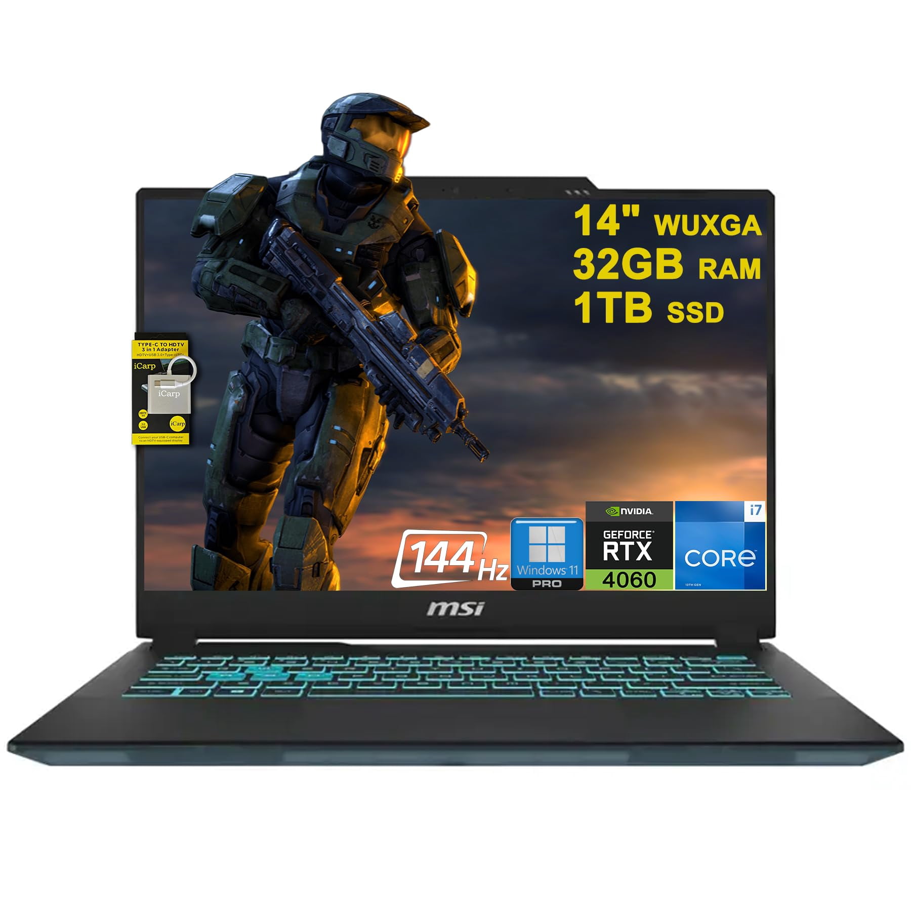 MSI Cyborg 14 Gaming Laptop 14" WUXGA IPS 144Hz (100% sRGB) Intel 10 ...