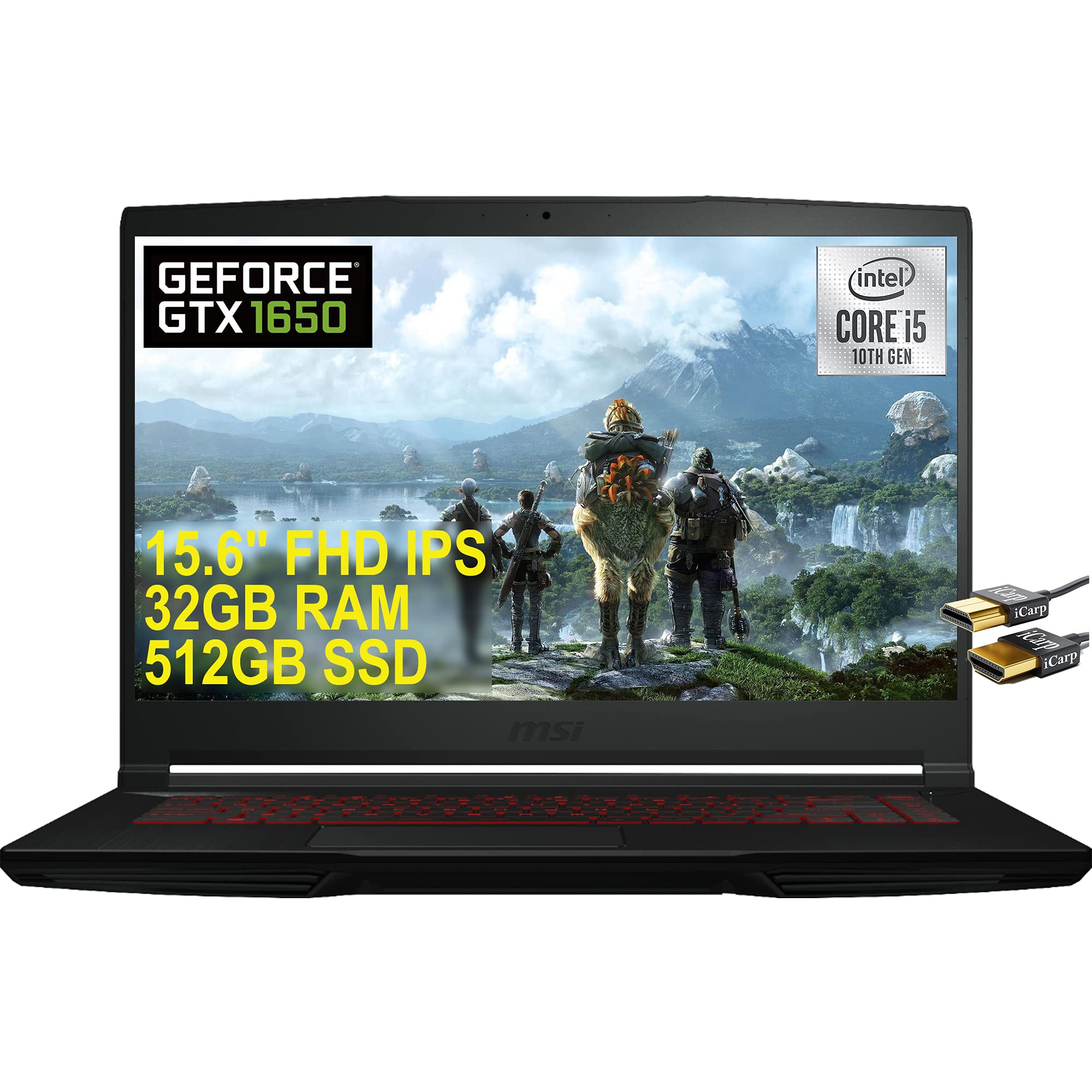 MSI Flagship GF63 Thin Gaming 15 Laptop 15.6" FHD IPS Display 10th Gen ...
