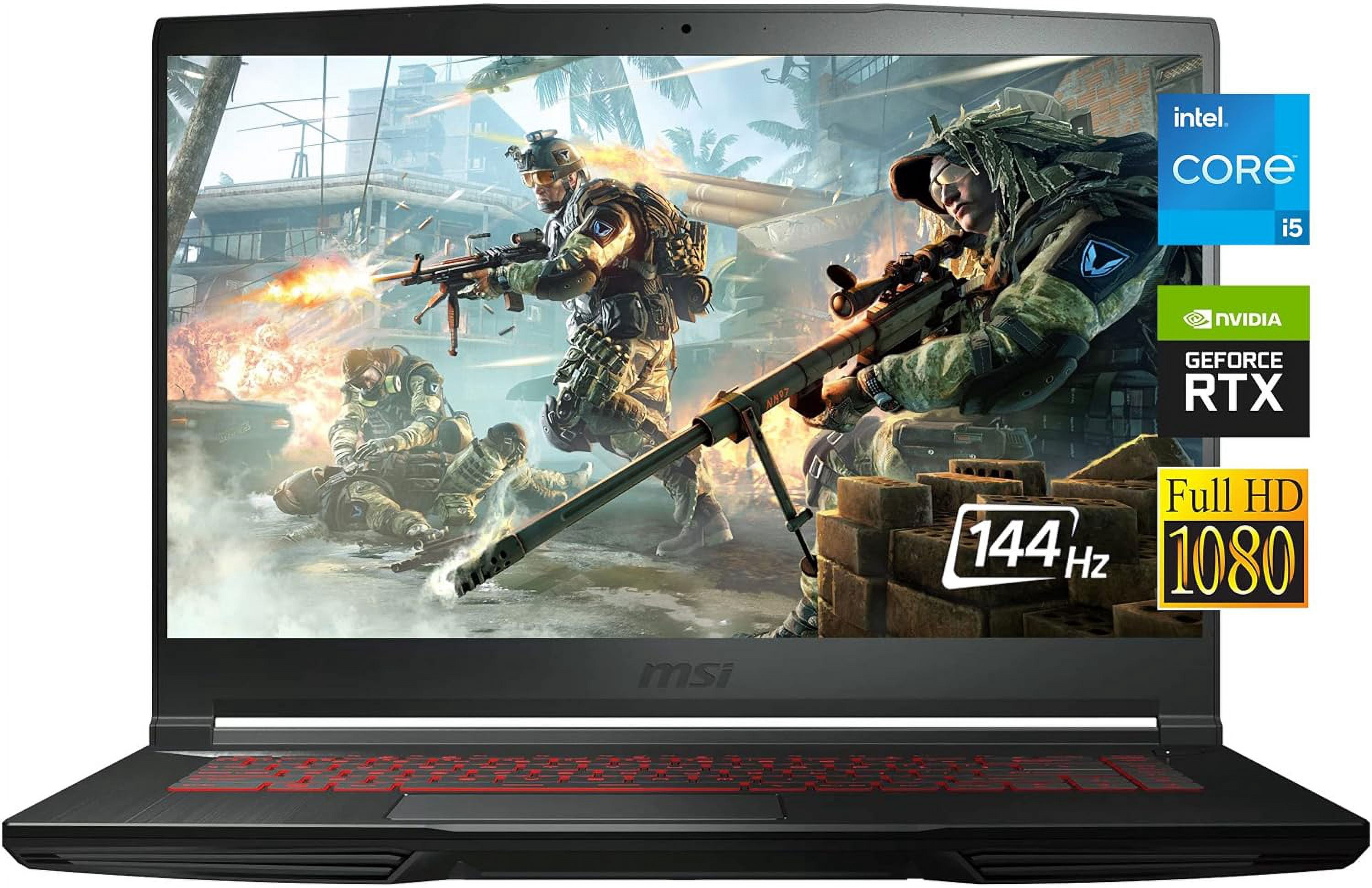 MSI GF63 Thin Gaming Laptop, 15.6'' FHD 144Hz IPS Display, 11th Gen ...
