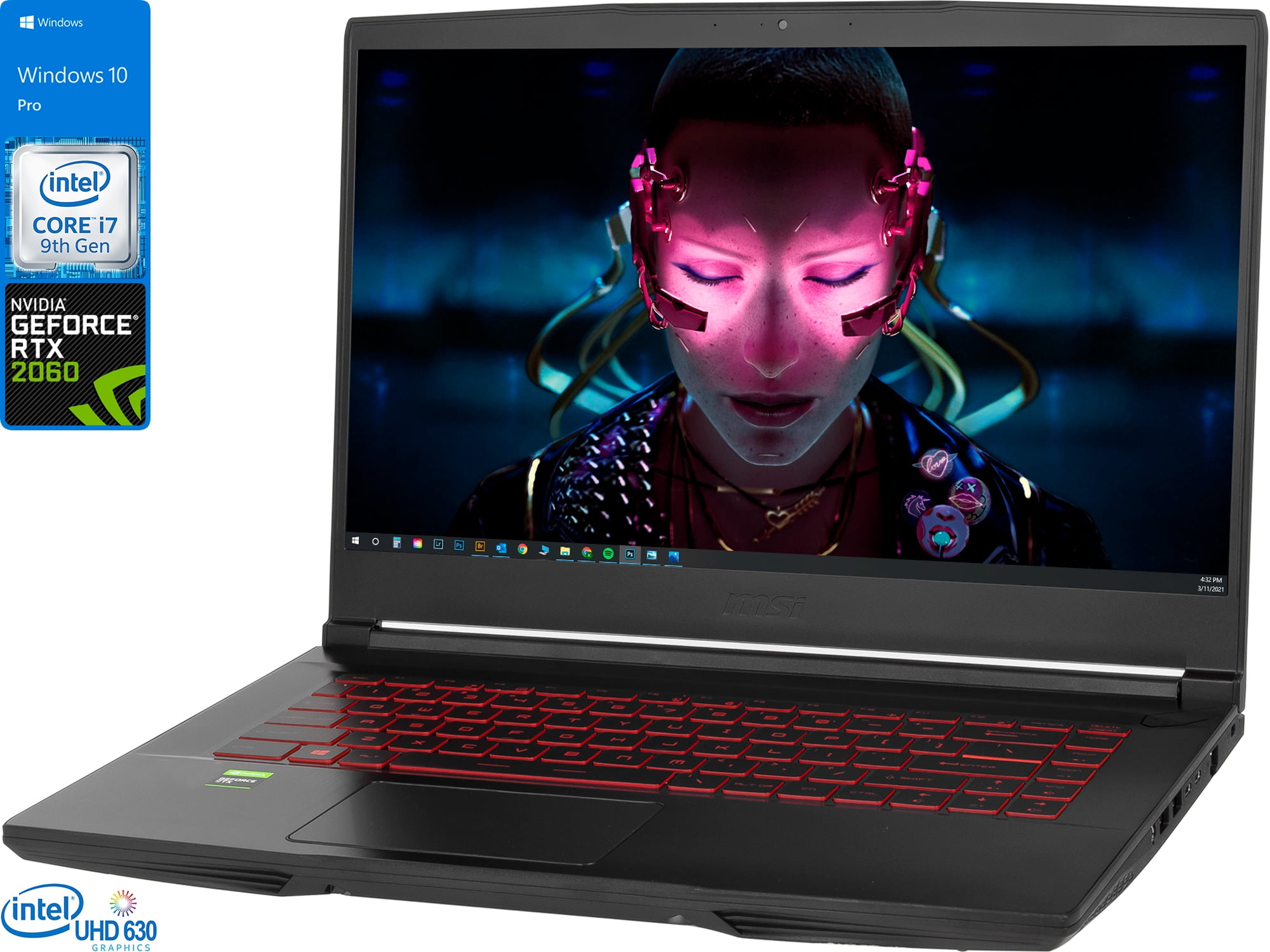 MSI GF65 Gaming Notebook, 15.6" 144Hz FHD Display, Intel Core i7-9750H ...