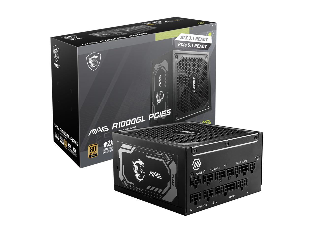 MSI - MAG A1000GL PCIE 5, 80 GOLD Fully Modular Gaming PSU, 12V-2??6 ...