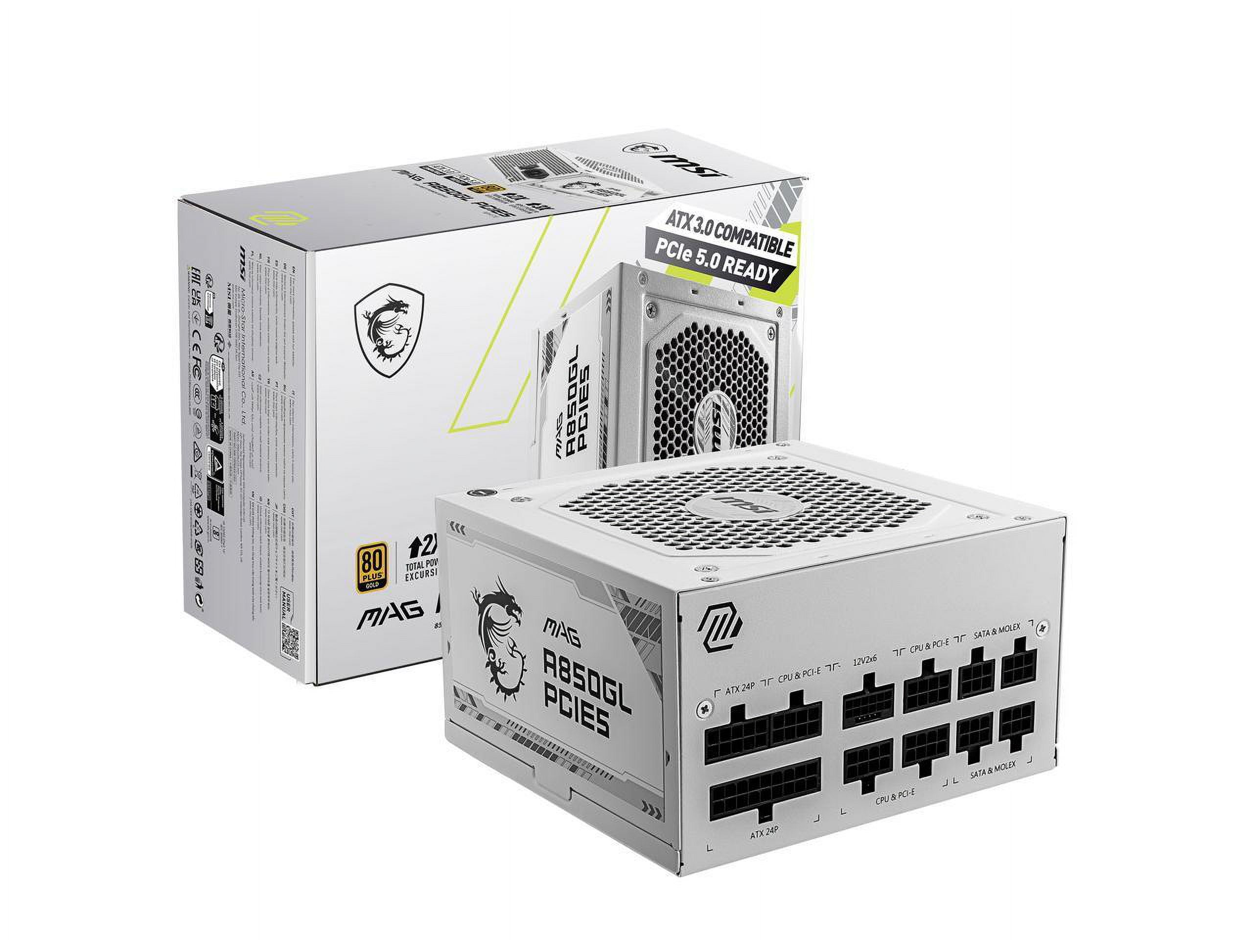 MSI - MAG A850GL PCIE 5.0 WHITE, 80 GOLD Fully Modular Gaming PSU ...