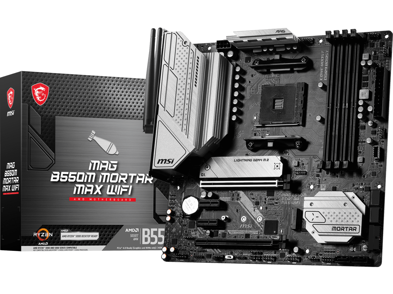 MSI MAG B550M MORTAR MAX WIFI DDR4 Gaming Motherboard, AMD, AM4, SATA ...