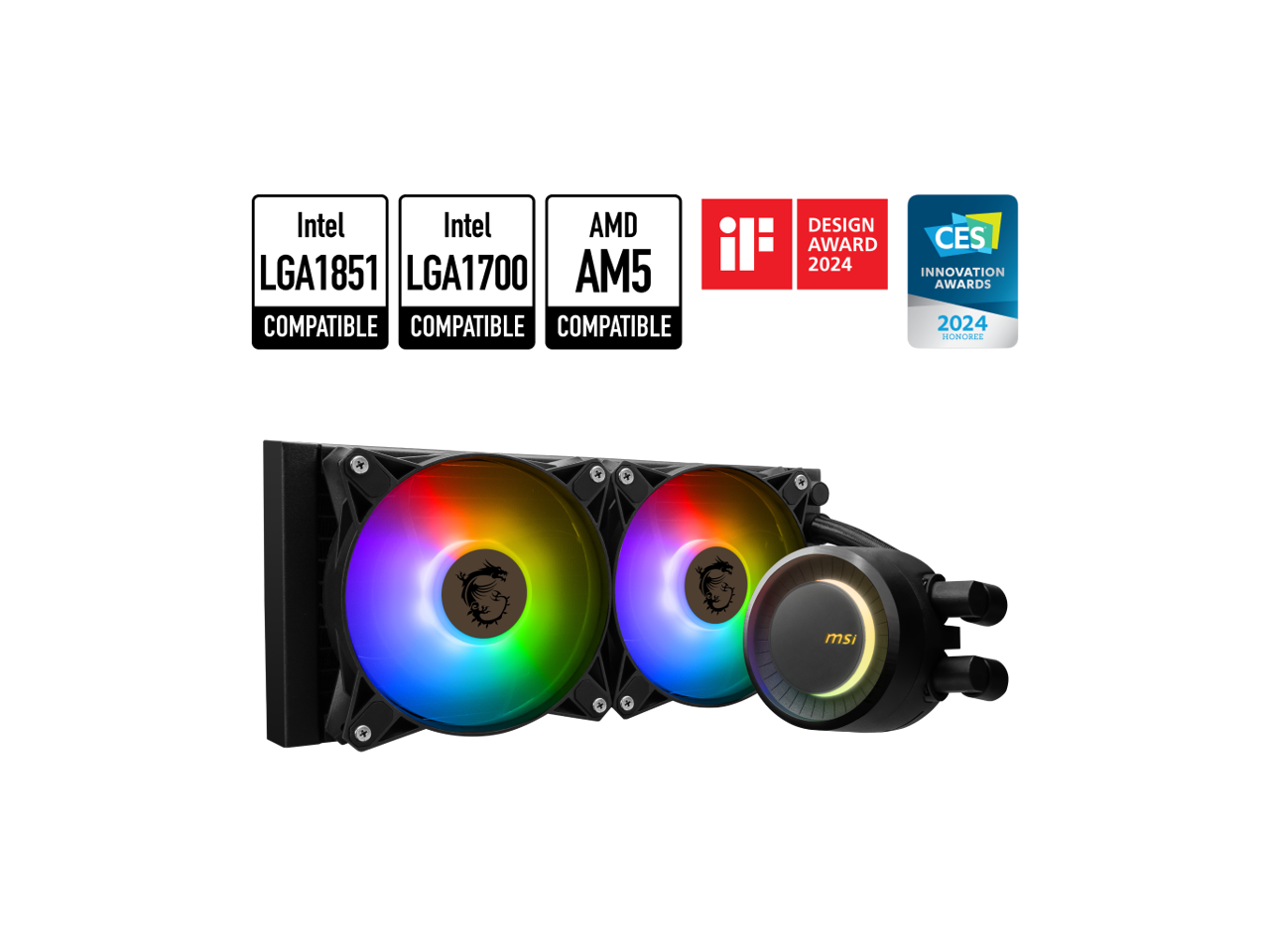 Free Shipping! MSI MAG CoreLiquid E240 Black - AIO ARGB CPU Liquid Cooler - Rotating Cap Design ...