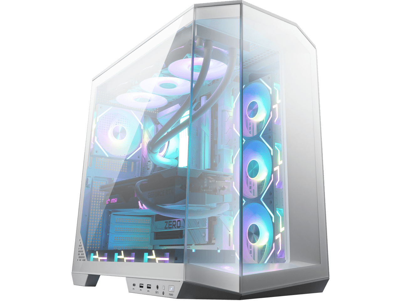 MSI MAG PANO 100L PZ White Project Zero Mid Tower ATX Gaming Case, ABS ...