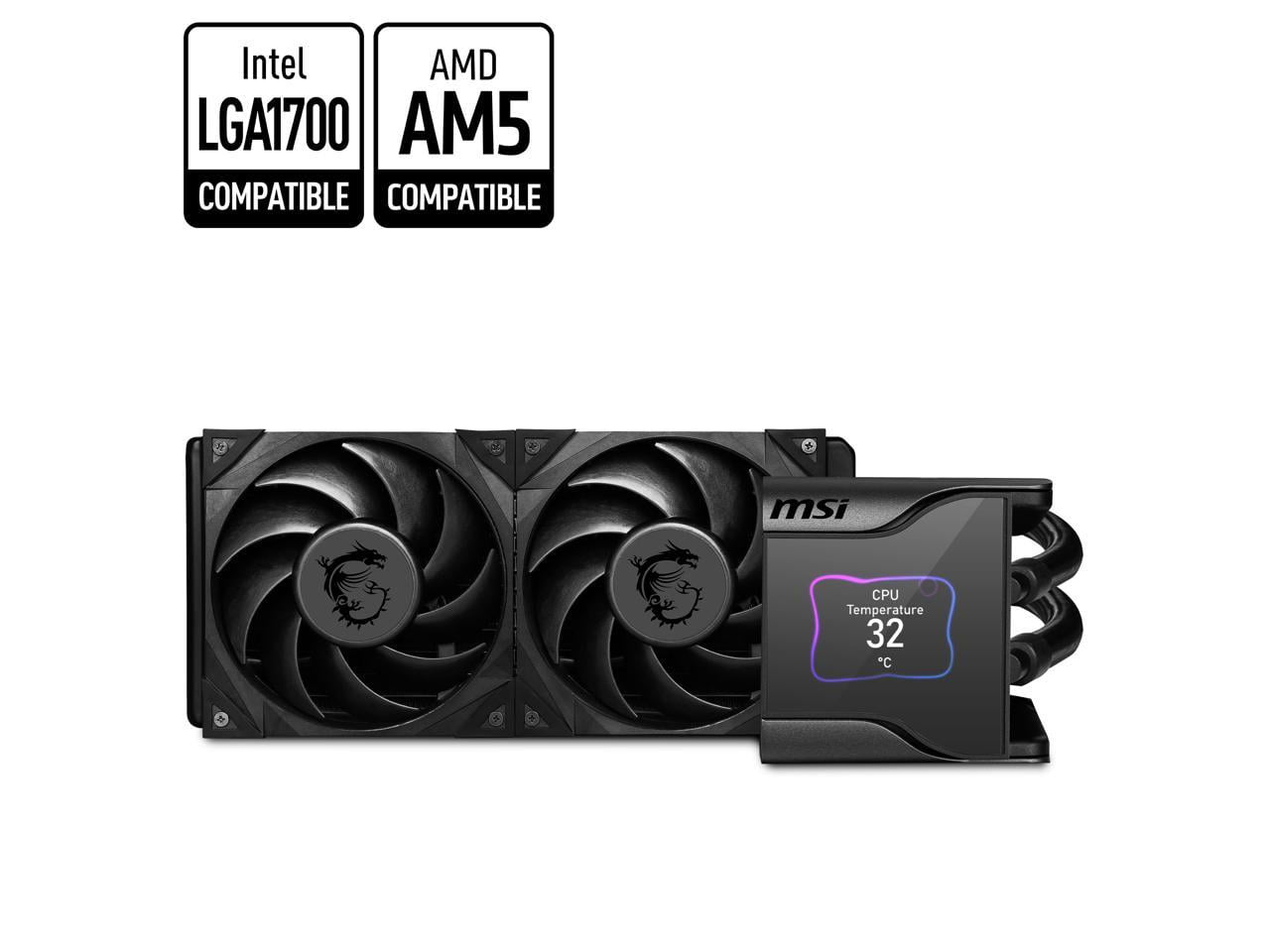 MSI MEG Core Liquid S280 AIO Liquid CPU Cooler, 2.4" IPS Display 280mm ...