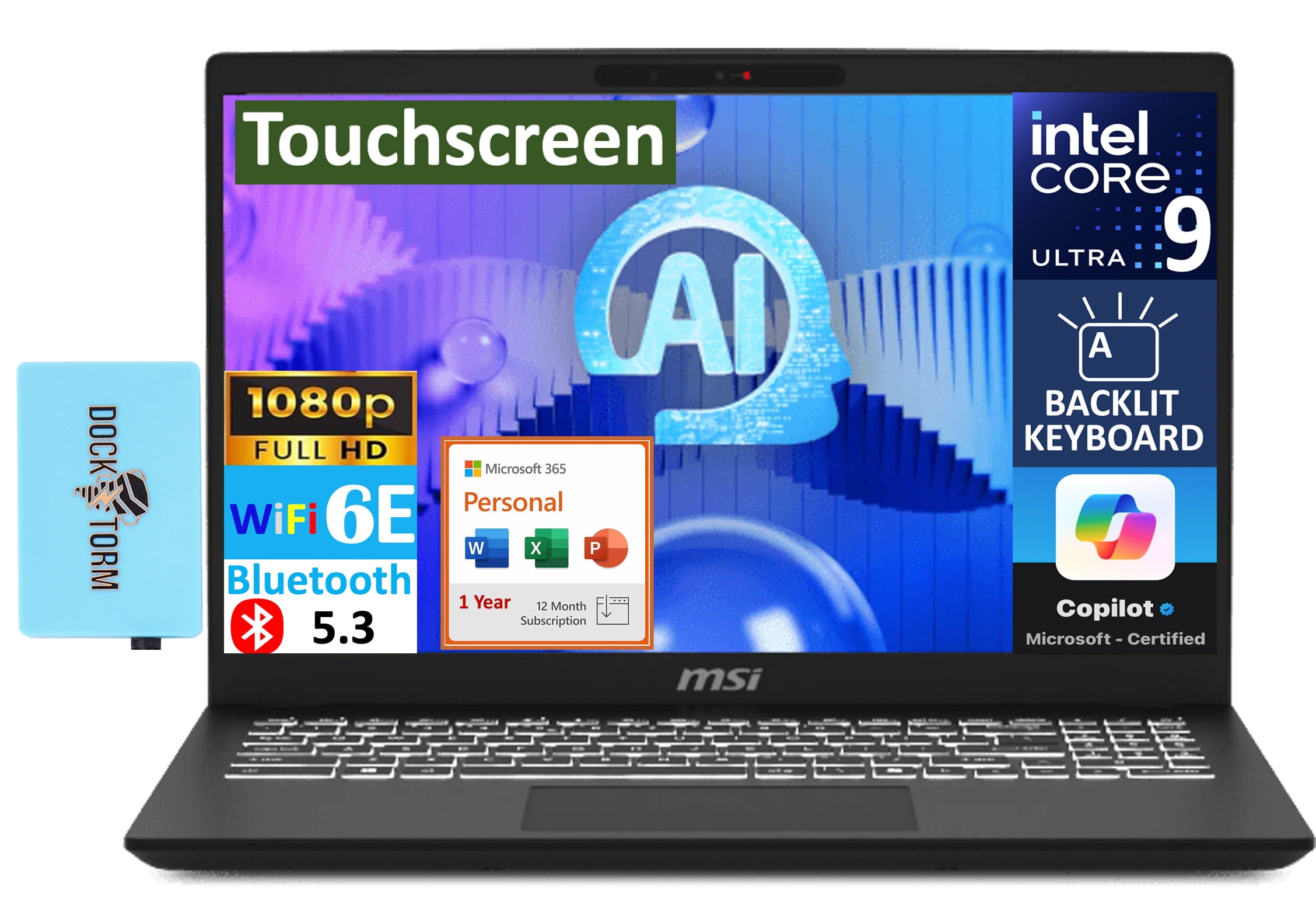 MSI MODERN 15 H AI C1MTG-084US AI Powered Laptop 15.6in Touchscreen FHD ...