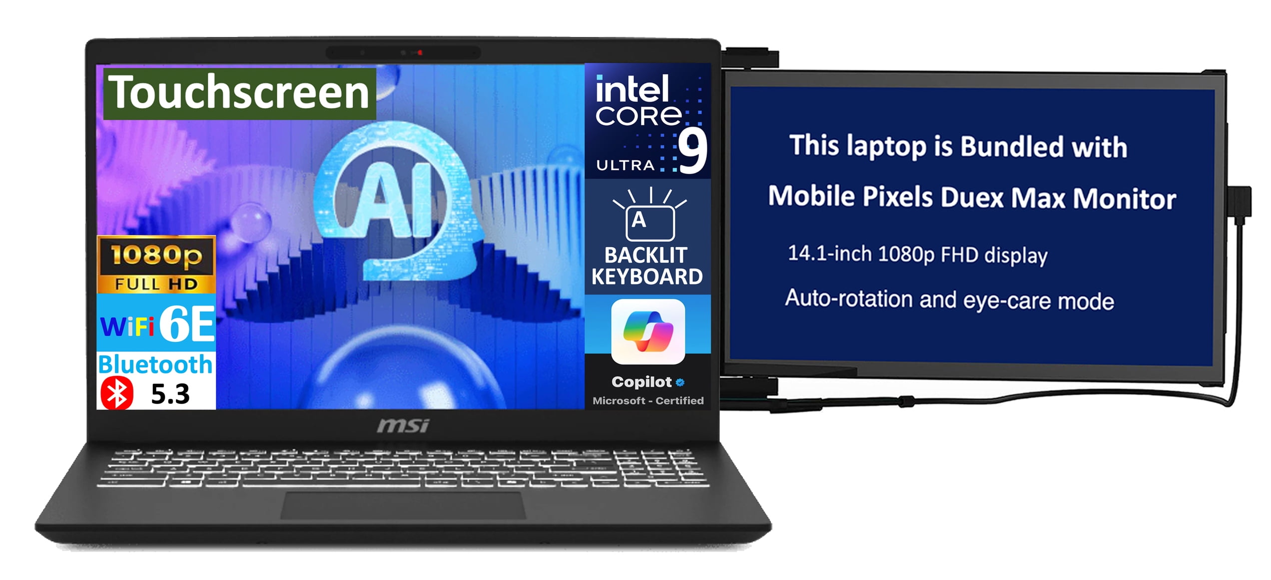 MSI MODERN 15 H AI C1MTG-084US AI Powered Laptop 15.6in Touchscreen FHD ...