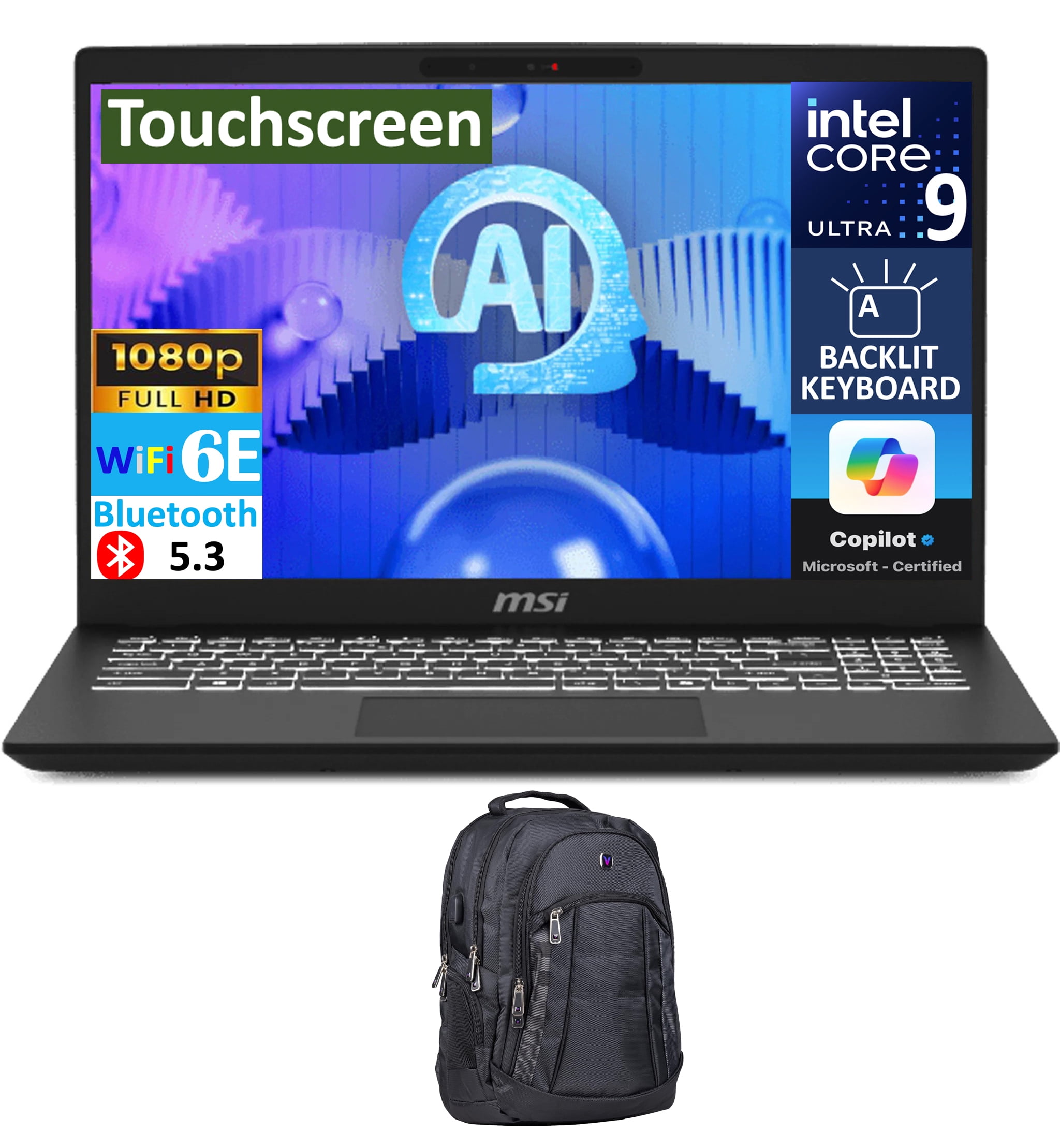 MSI MODERN 15 H AI C1MTG-084US AI Powered Laptop 15.6in Touchscreen FHD ...