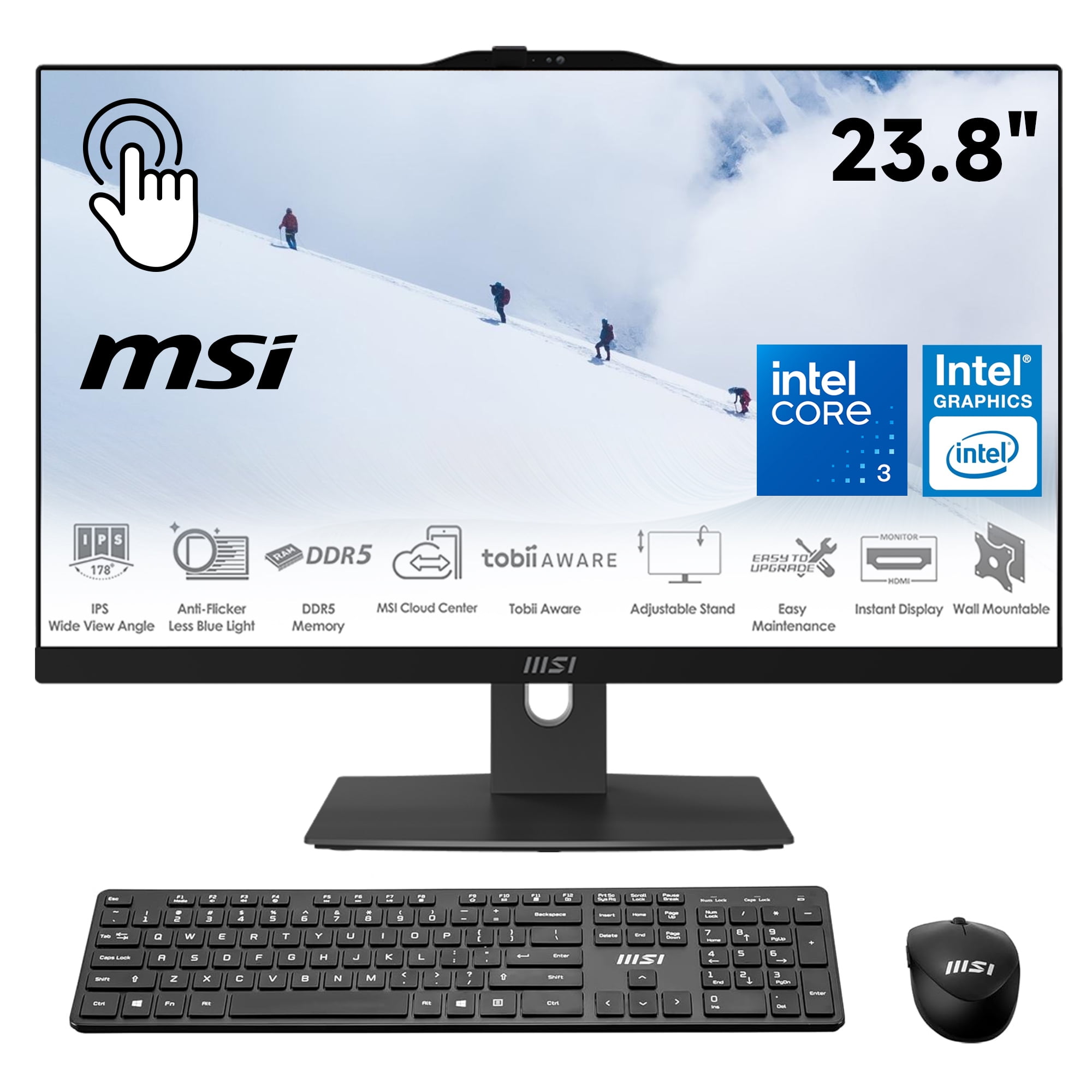 MSI Modern AIO Desktop, 23.8" FHD Touchscreen, Intel Core 3 100U, 16GB ...