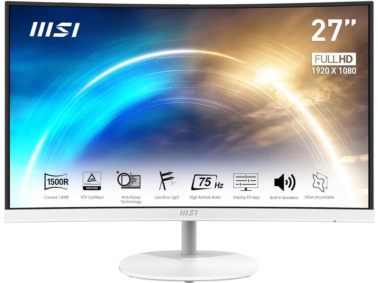 MSI PRO MP271CAW 27-inch Curved FHD Gaming Monitor, 75Hz, Free-Synch ...