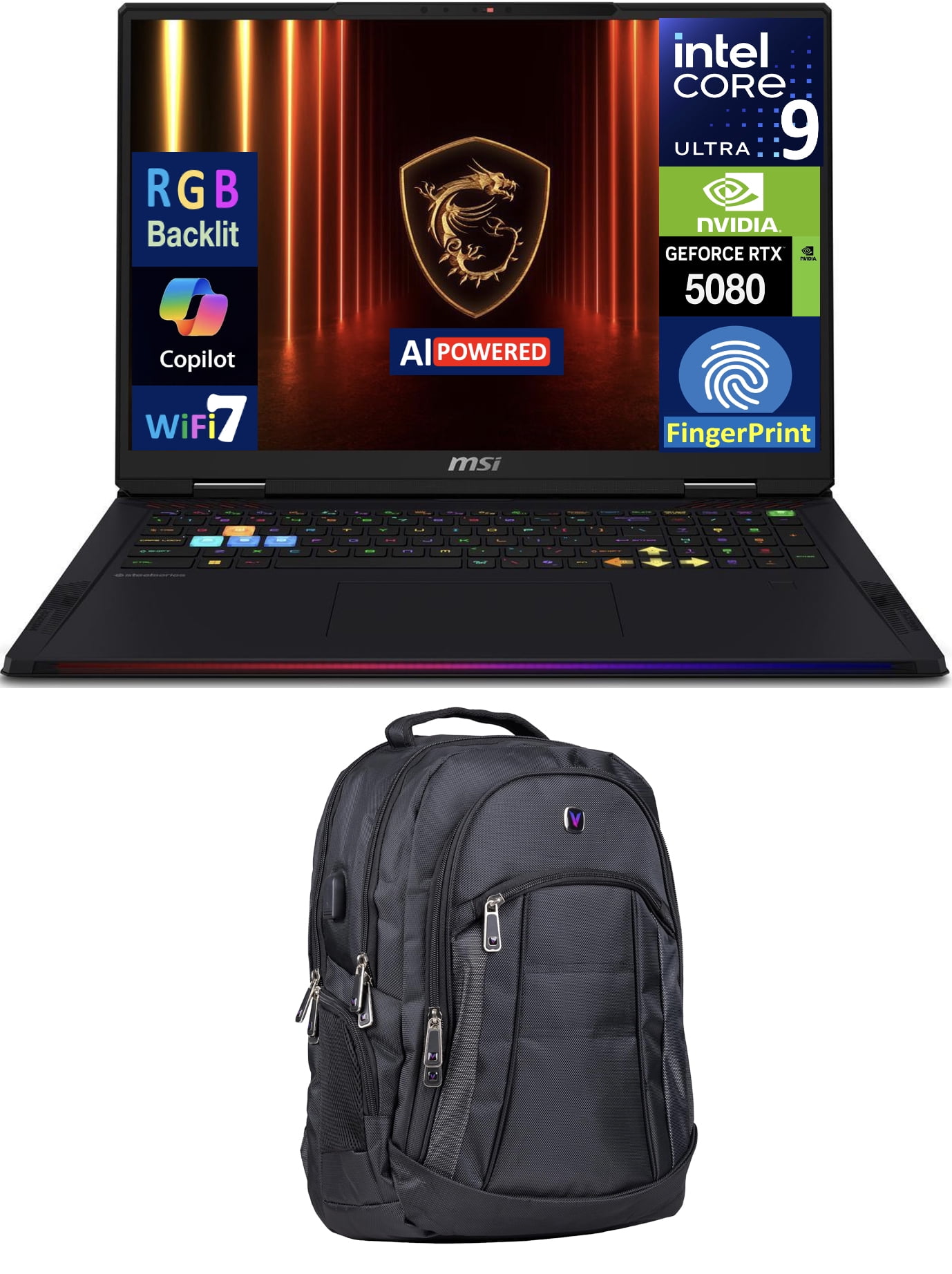 MSI Raider AI Gaming Laptop 18in 120Hz Mini LED 4K Display (Intel Ultra ...
