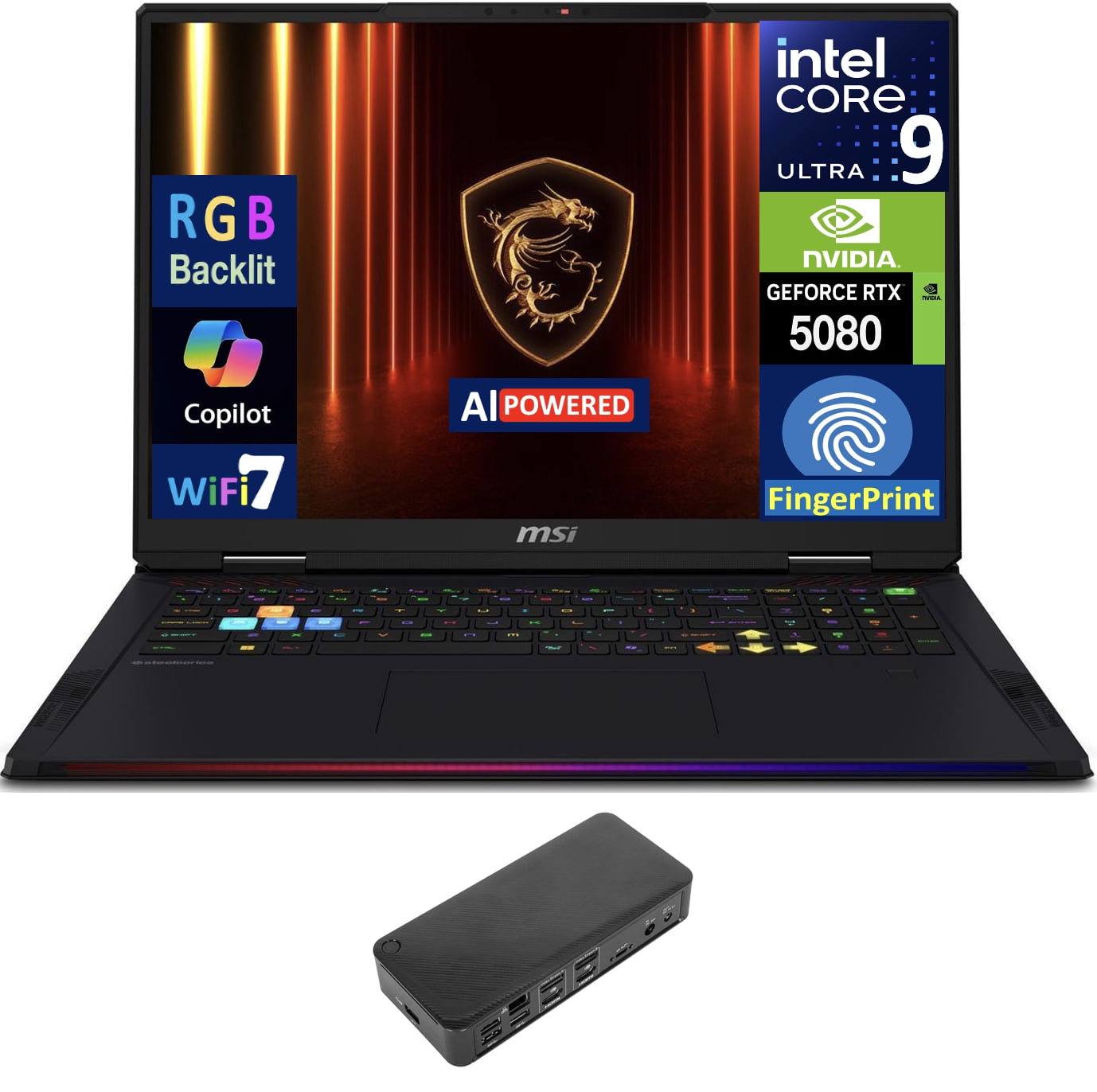 MSI Raider AI Gaming Laptop 18in 120Hz Mini LED 4K Display (Intel Ultra ...