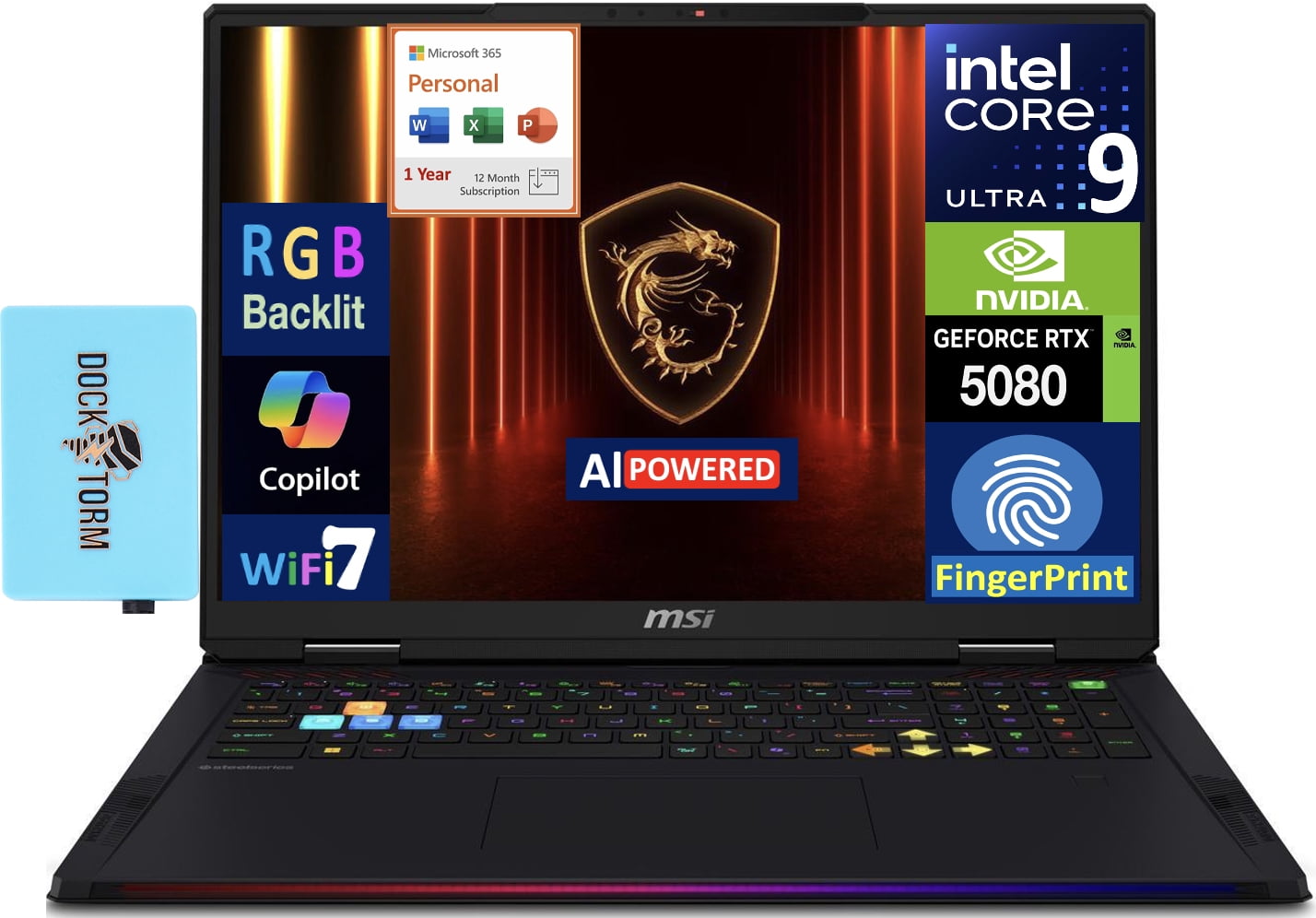 MSI Raider AI Gaming Laptop 18in 120Hz Mini LED 4K Display (Intel Ultra ...