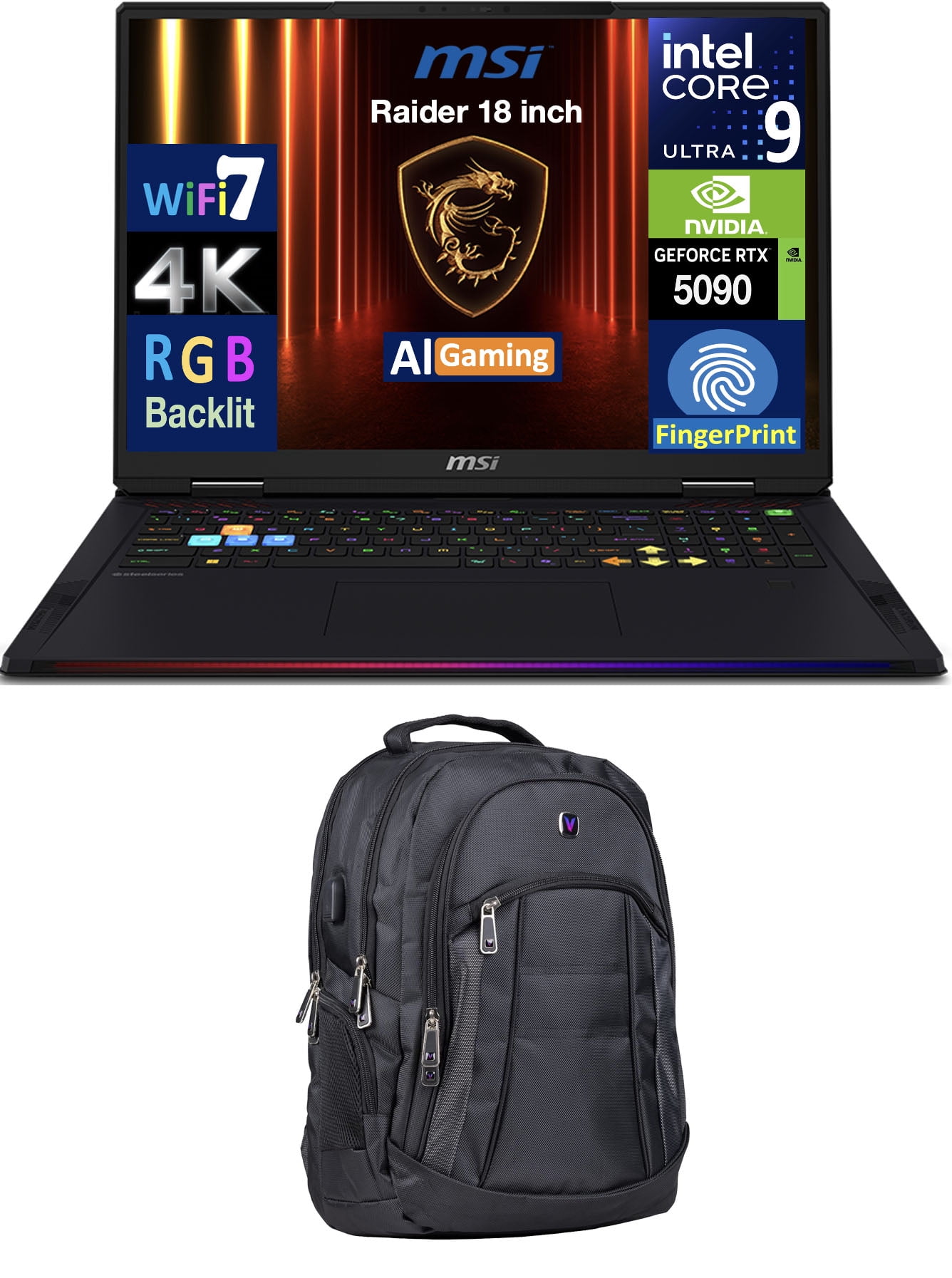 MSI Raider AI Gaming Laptop 18in 120Hz Mini LED 4K Display (Intel Ultra ...